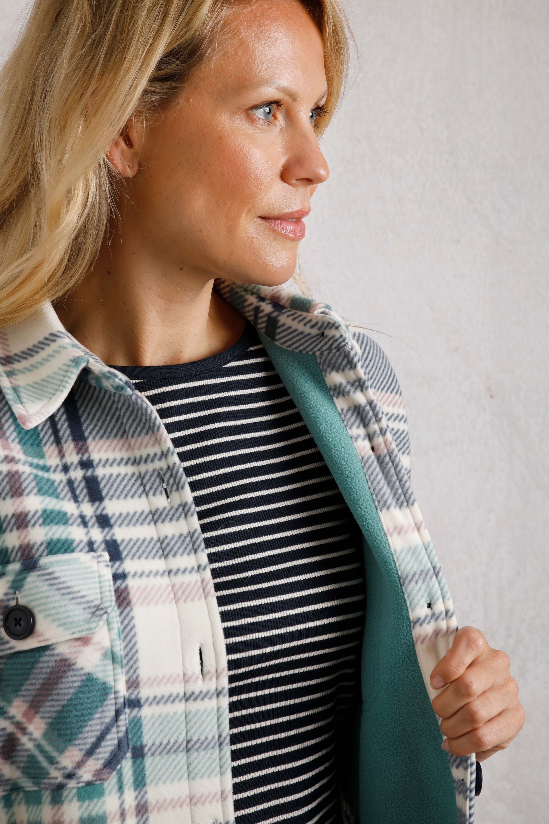Autumn Oversized Check Fleece Shacket Dark Jade | Weird Fish