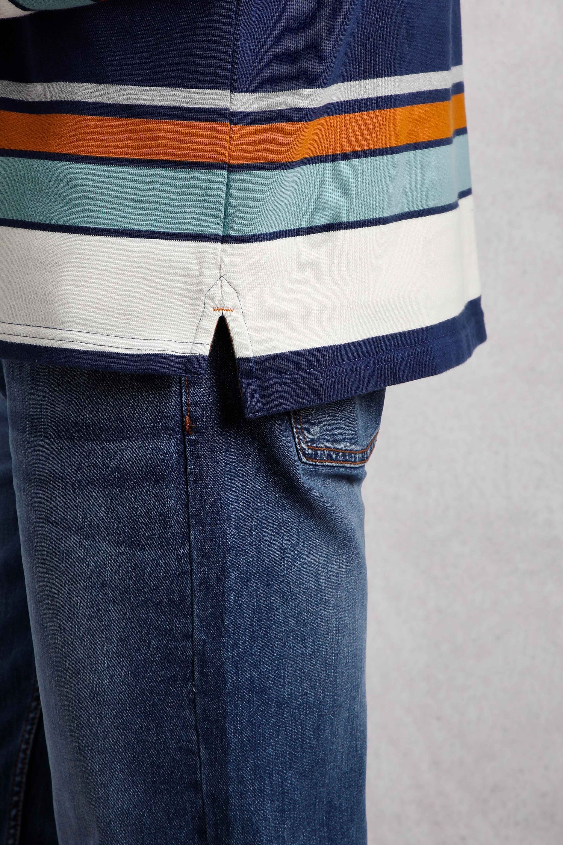 Laxton Organic Cotton Striped Rugby Shirt Dark Blue | Weird Fish