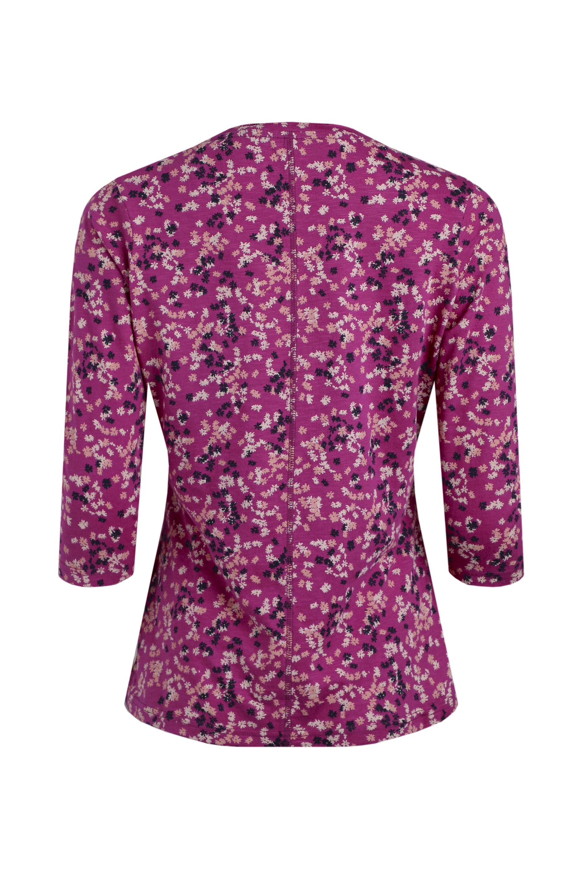 Laveda Organic Cotton Printed Slub Jersey T-Shirt Dark Raspberry ...