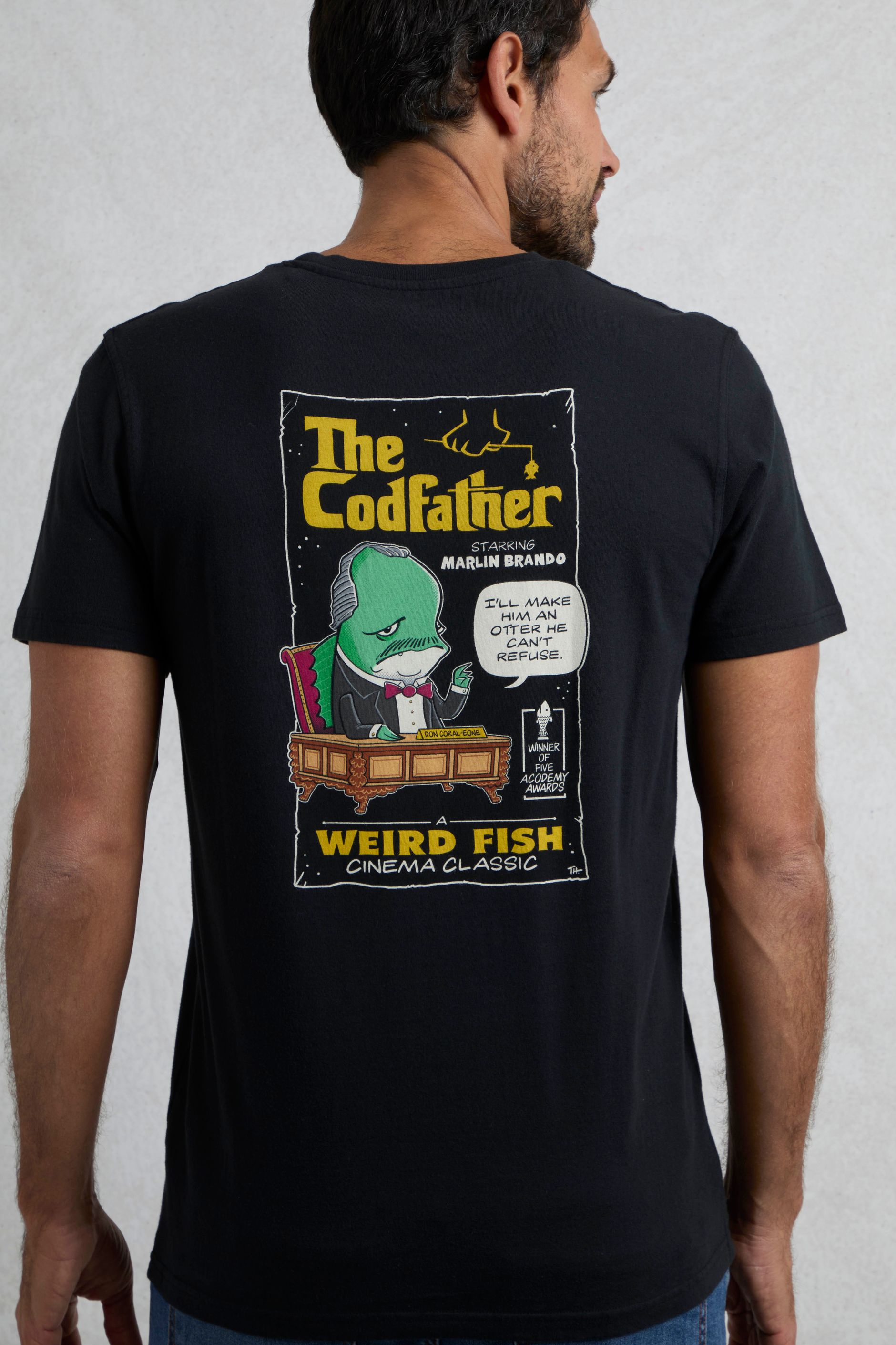 Codfather Back Print Artist T-Shirt Black | Weird Fish