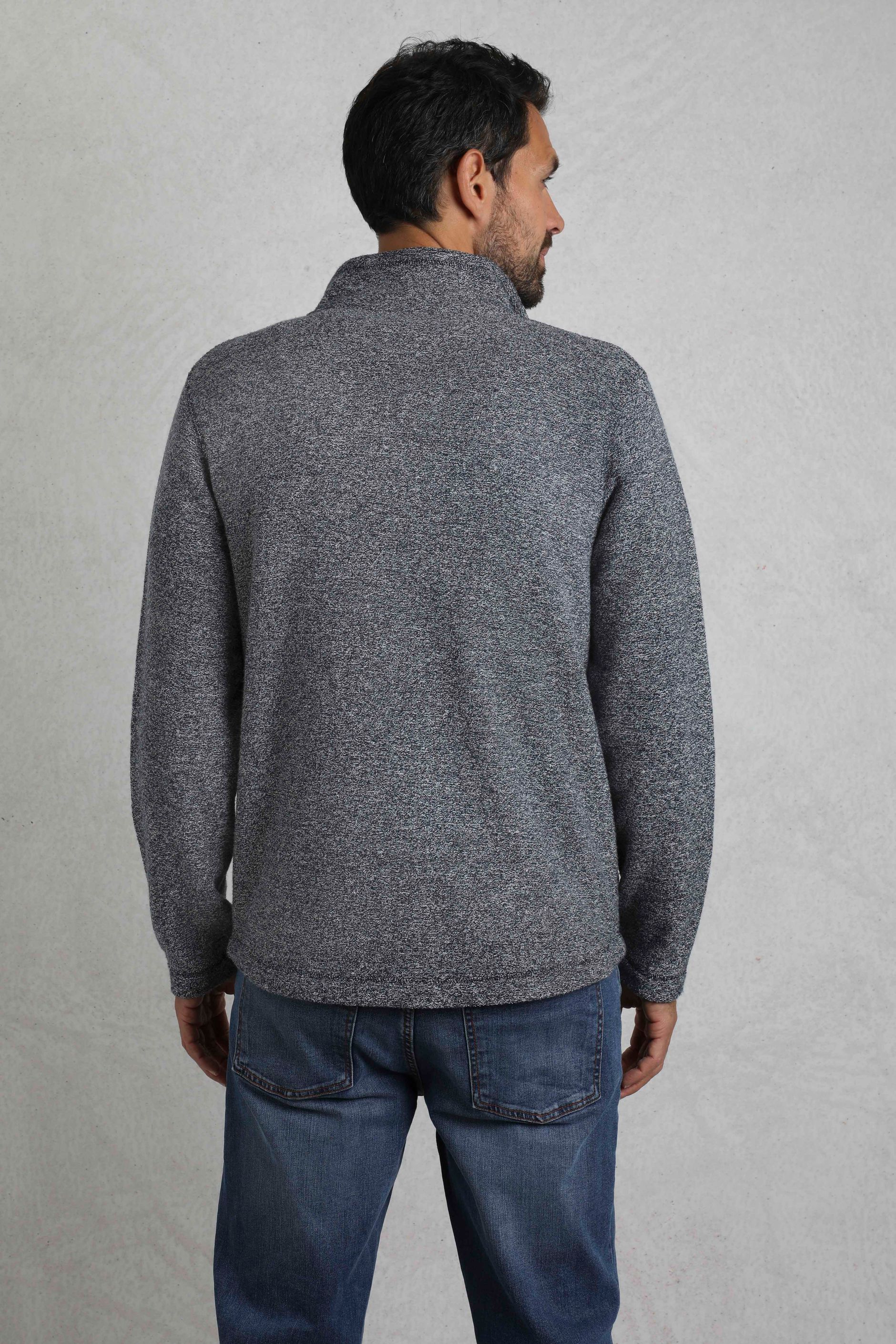 Thames Eco Full Zip Snow Marl Fleece Navy | Weird Fish