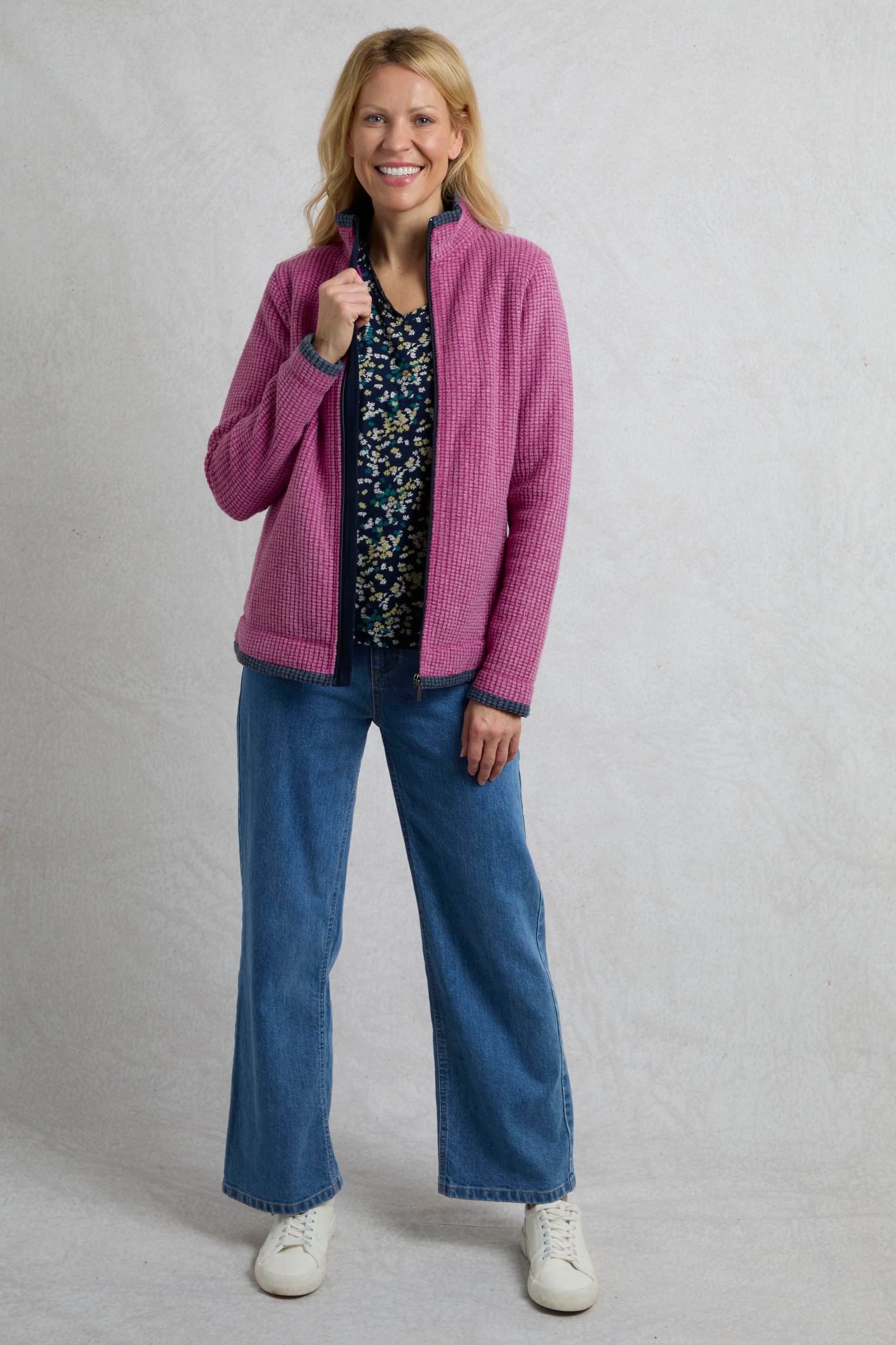 Ariana Eco Full Zip Grid Fleece Dark Raspberry | Weird Fish