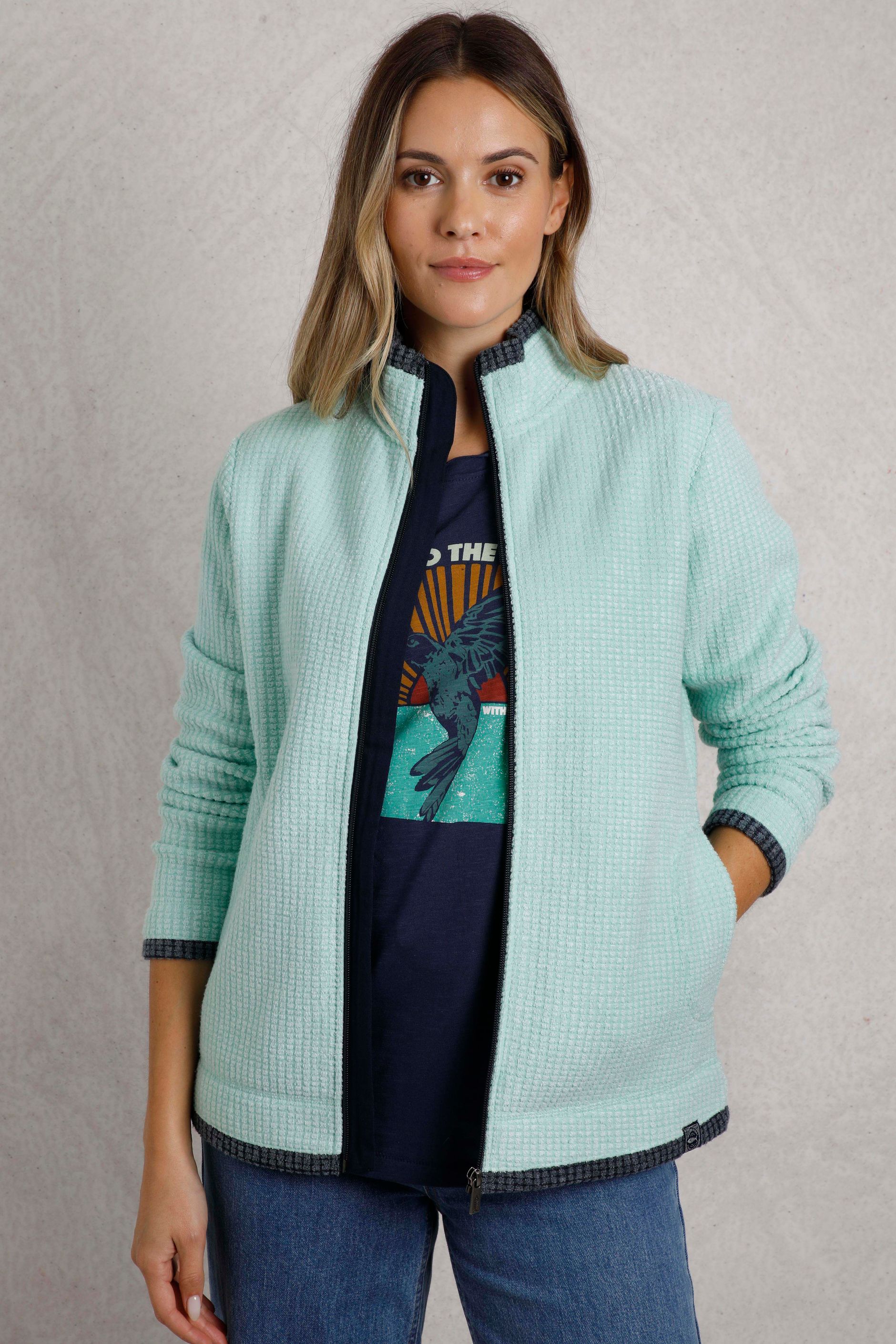 Ariana Eco Full Zip Grid Fleece Seaspray | Weird Fish