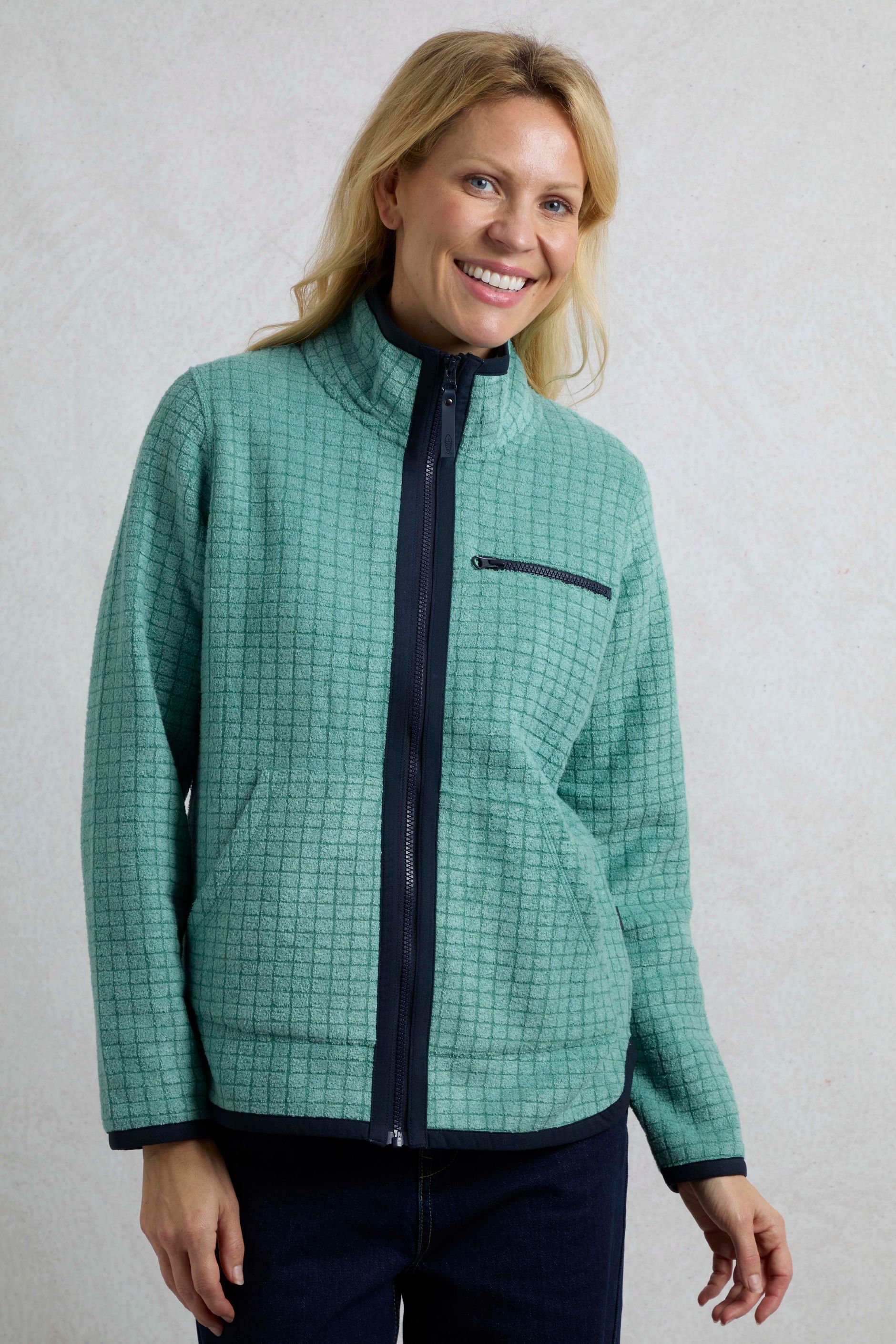 Tilly Eco Full Zip Grid Fleece Viridis | Weird Fish