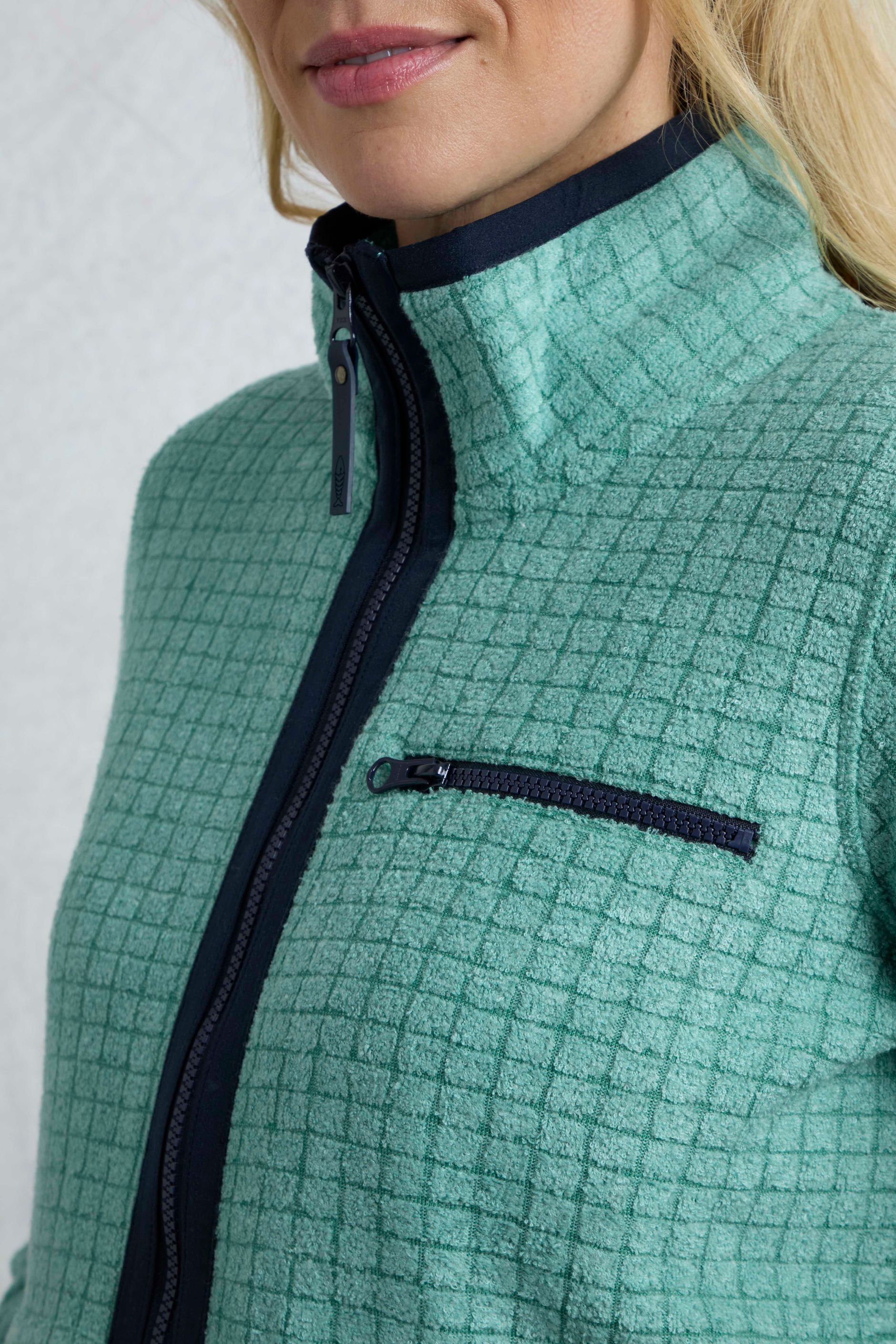 Tilly Eco Full Zip Grid Fleece Viridis | Weird Fish
