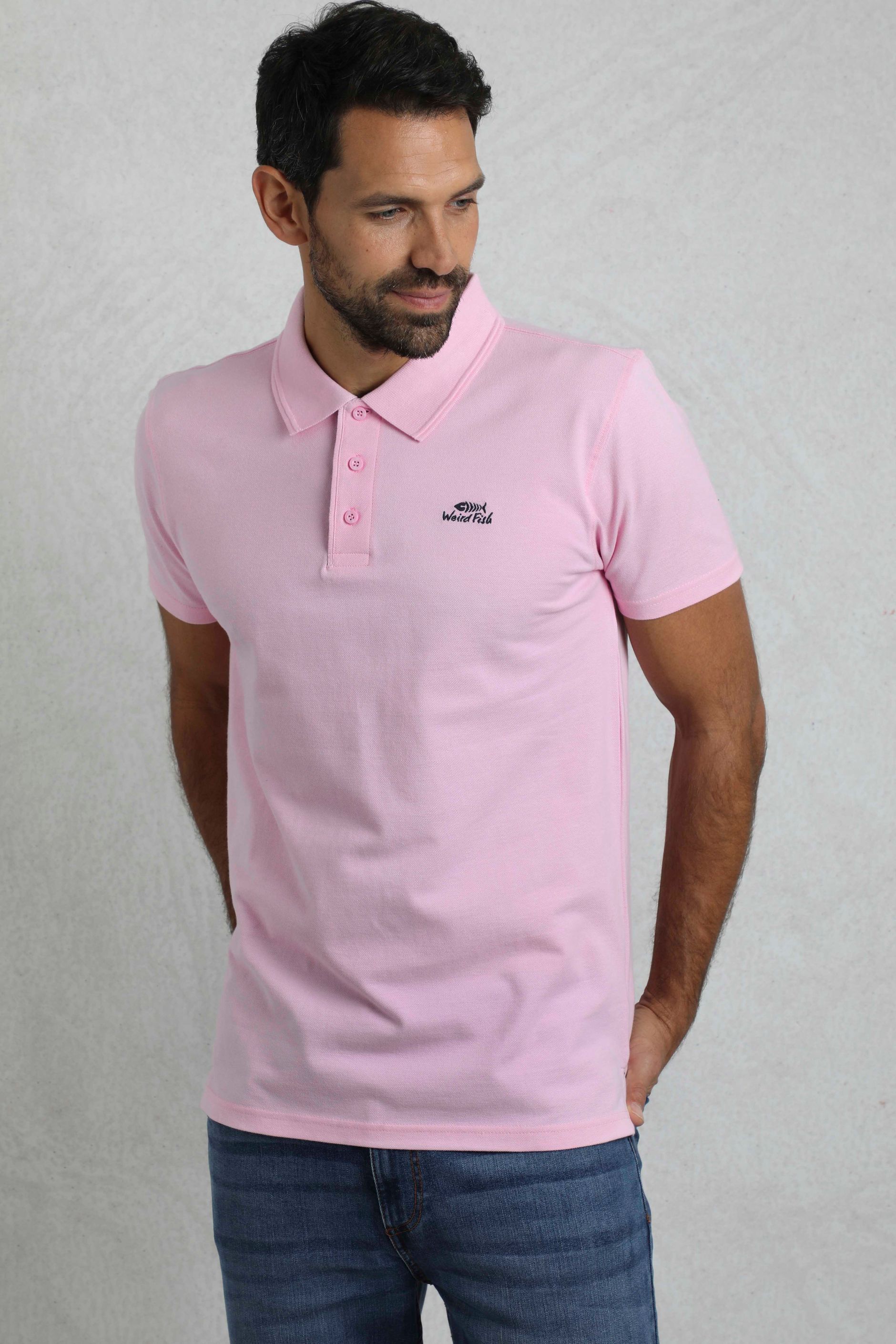 Miles Organic Cotton Pique Polo Pink | Weird Fish