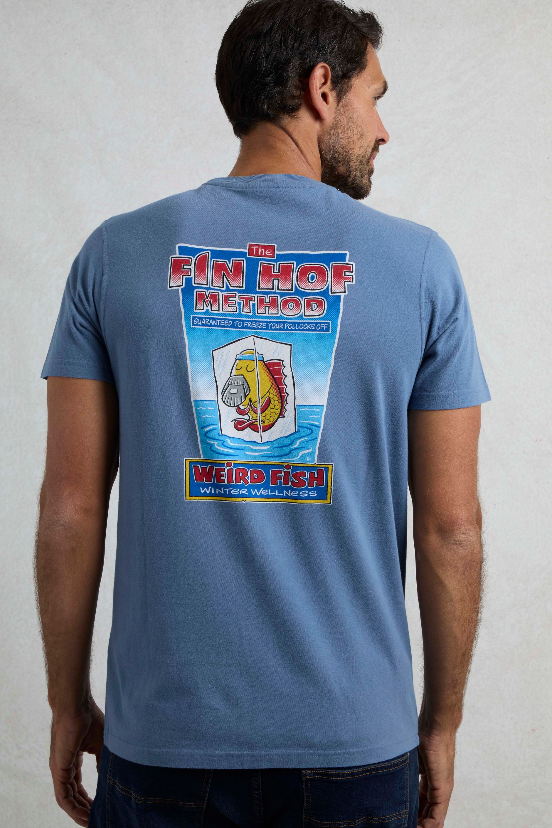 Fin Hof Back Print Artist T-Shirt Mid Blue | Weird Fish