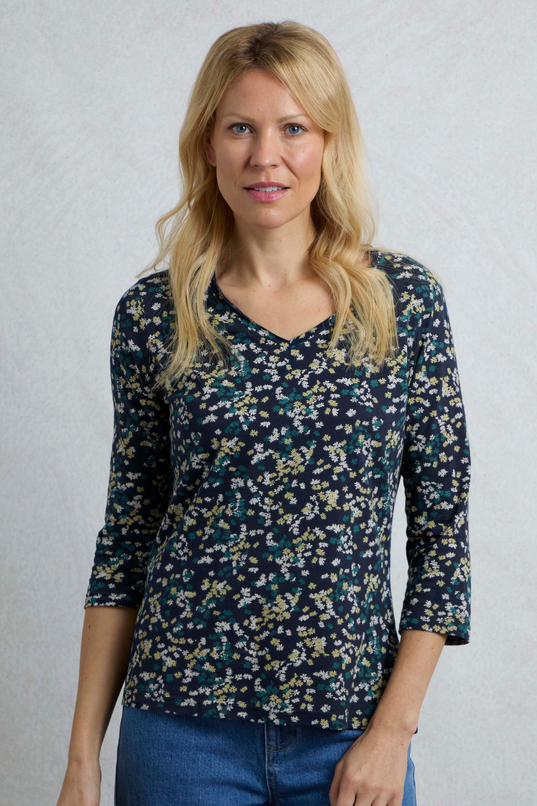 Laveda Organic Cotton Printed Slub Jersey T-Shirt Twilight | Weird Fish