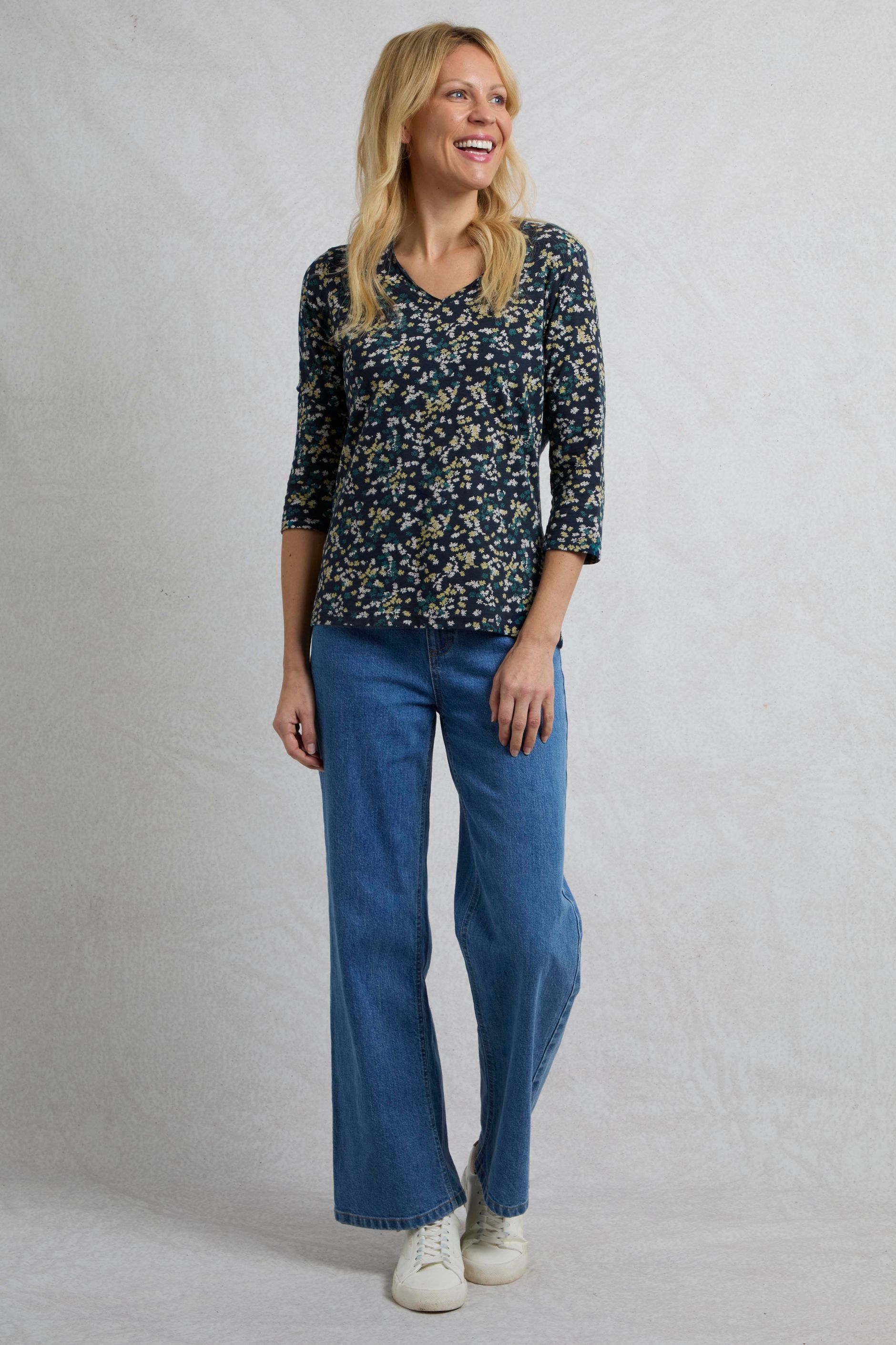 Laveda Organic Cotton Printed Slub Jersey T-Shirt Twilight | Weird Fish