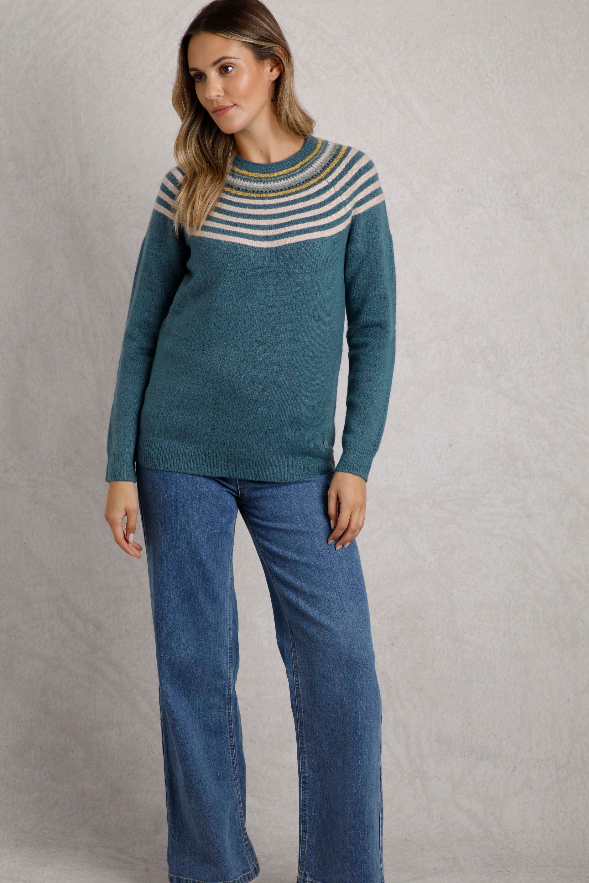 Sinatra Eco Patterned Knit Jumper Uniform Blue | Weird Fish