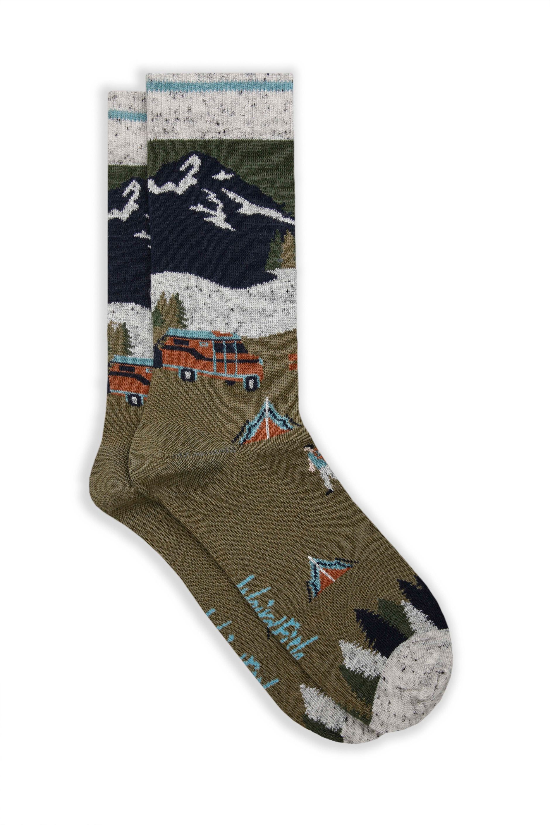 Cullman Branded Embroidered Socks 3 Pack Olive Green | Weird Fish