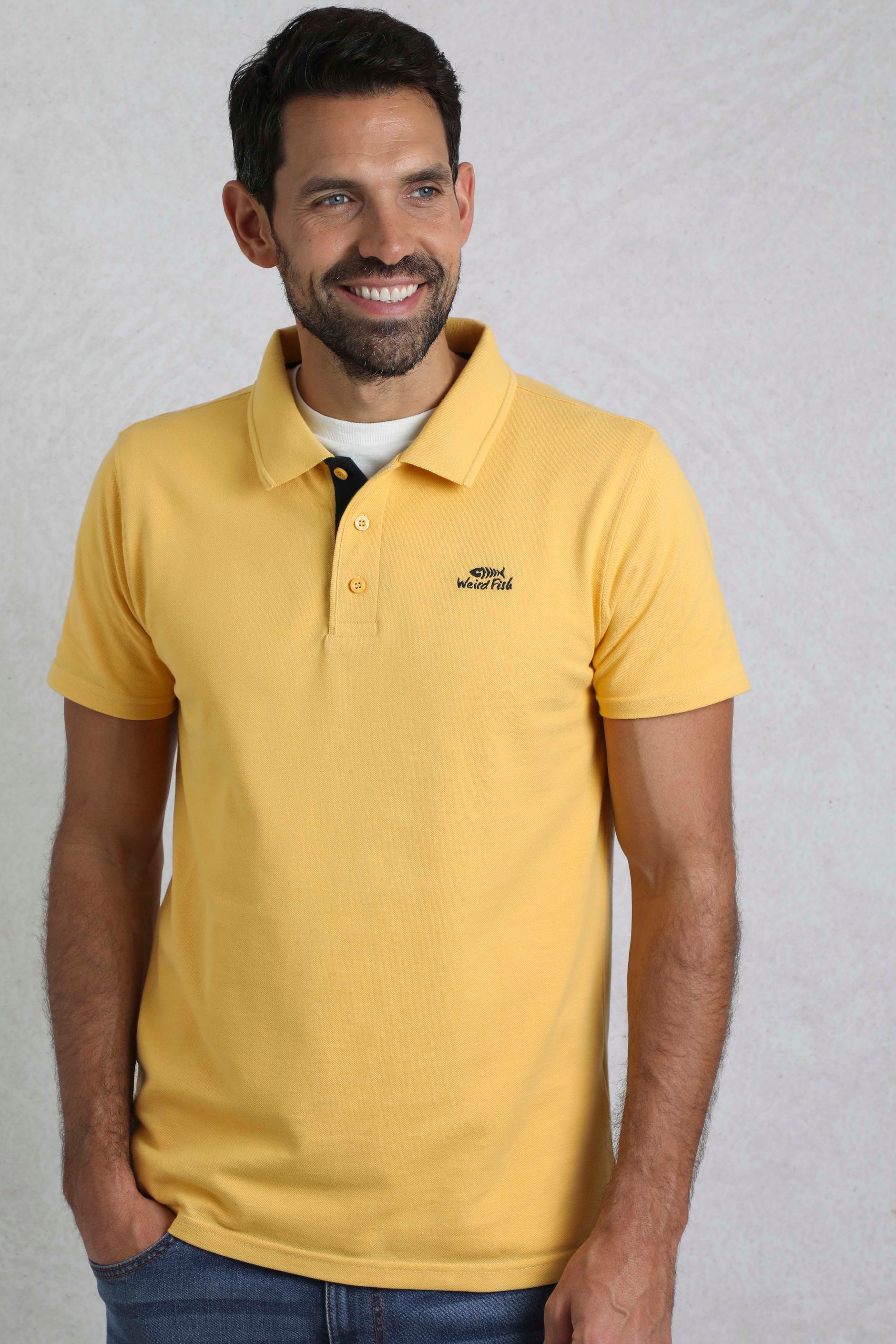 Miles Organic Cotton Pique Polo Lemon | Weird Fish