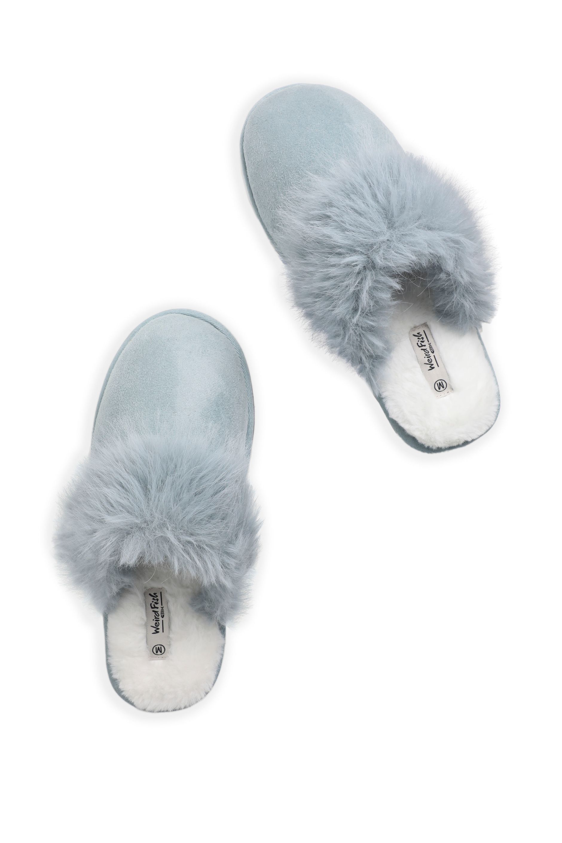 Willow Mule Fluffy Slippers Teal Blue | Weird Fish