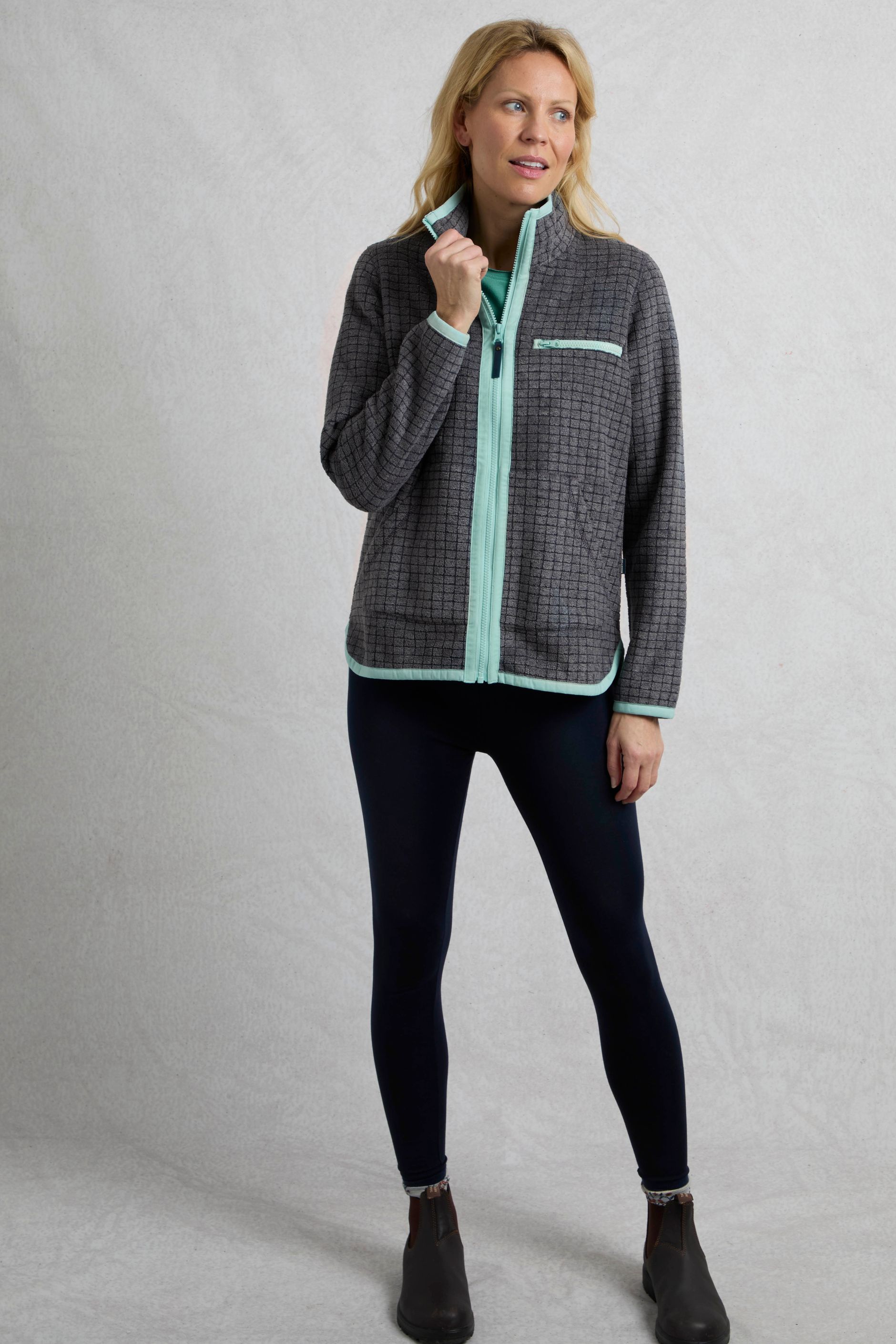 Tilly Eco Full Zip Grid Fleece Navy | Weird Fish