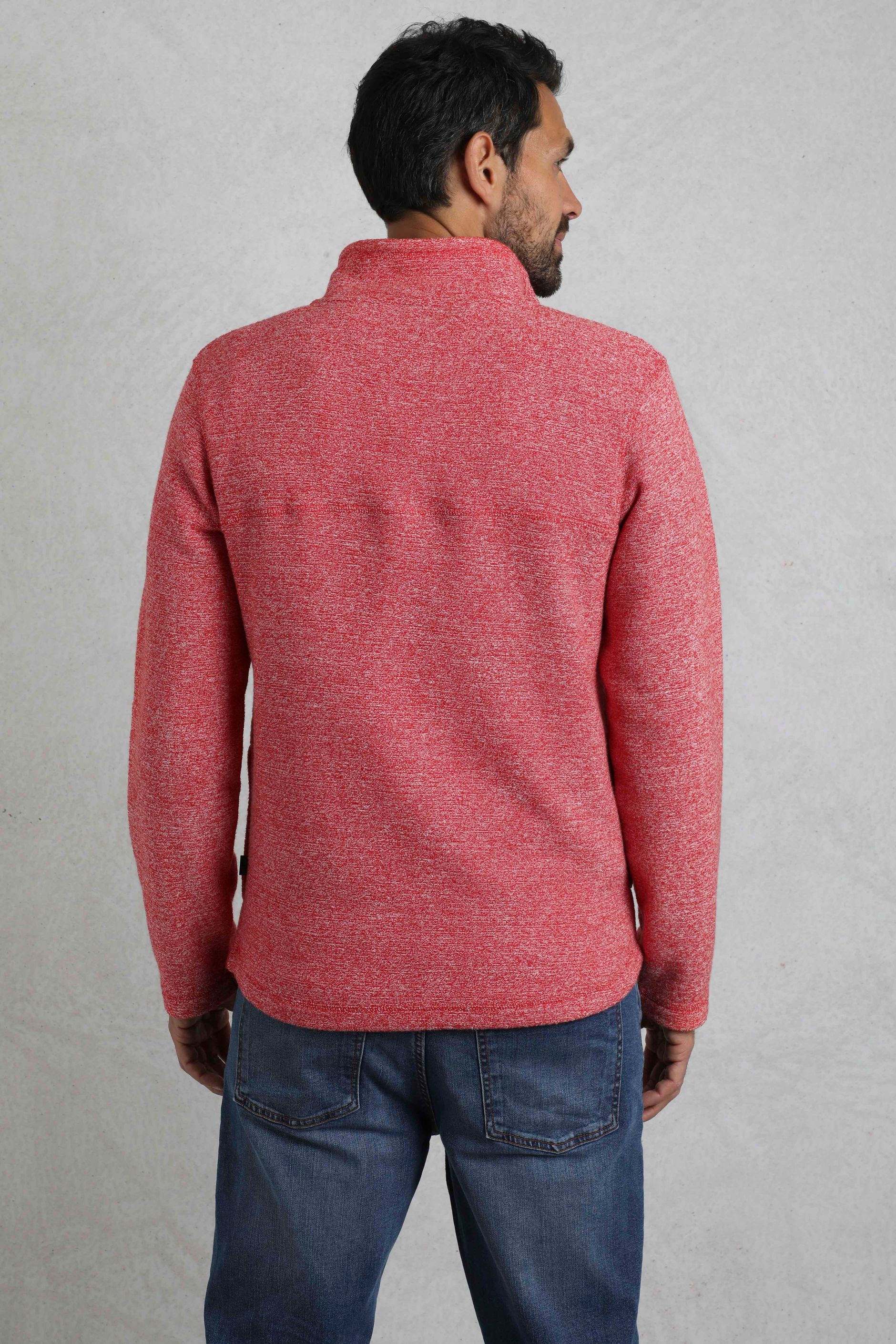 Laramie Eco 1/4 Zip Snow Marl Fleece Tango Red | Weird Fish
