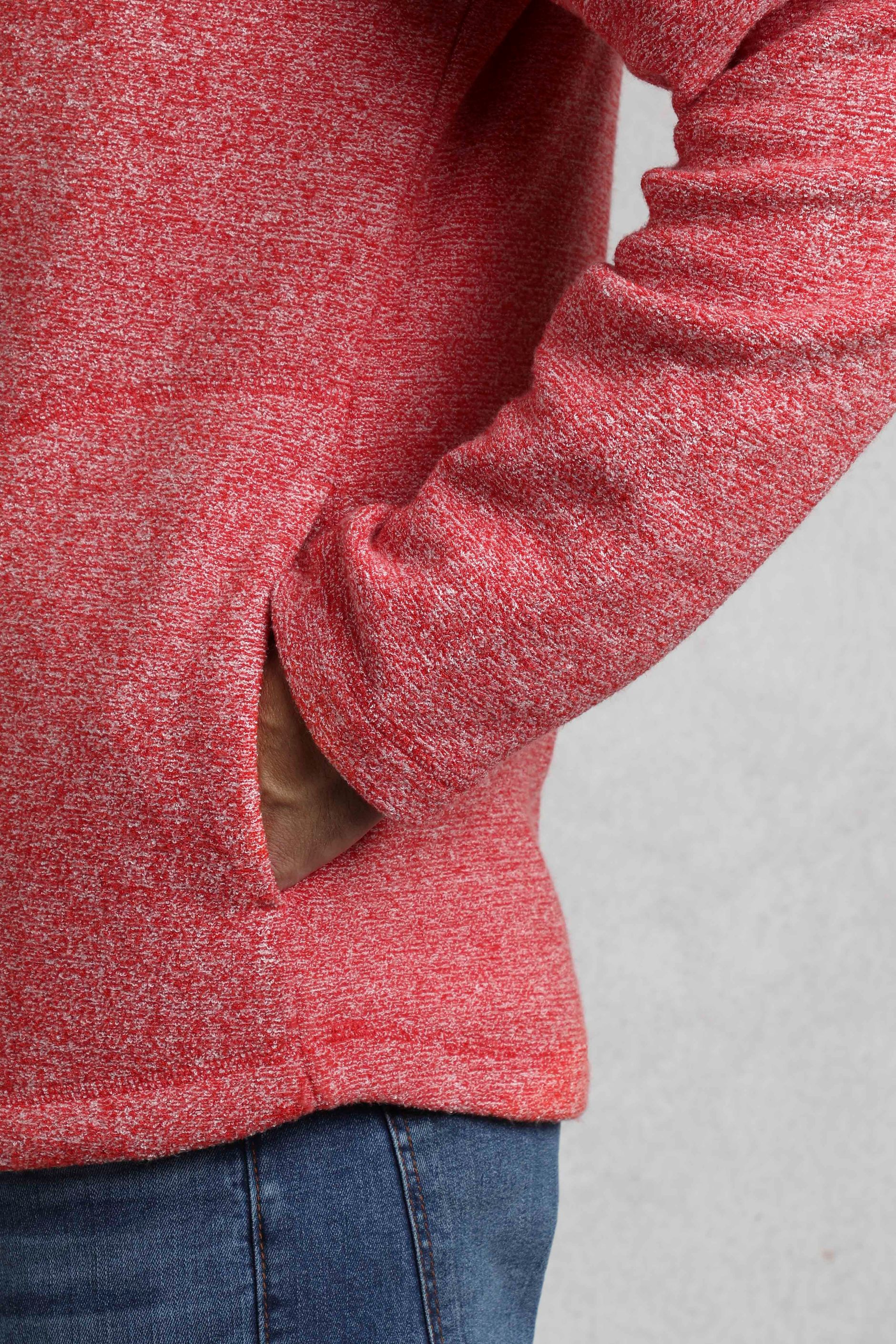 Laramie Eco 1/4 Zip Snow Marl Fleece Tango Red | Weird Fish