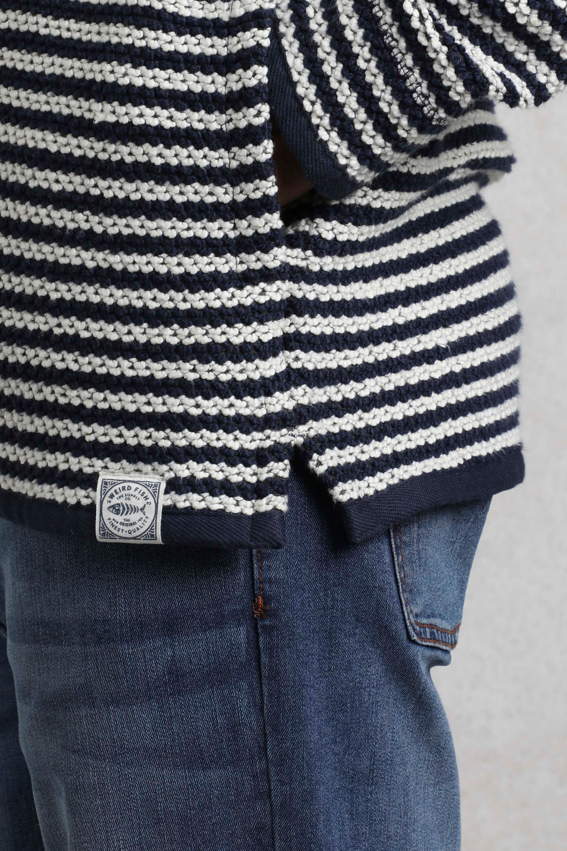 Shorling 1/4 Zip Stripe Eco Macaroni Ecru | Weird Fish