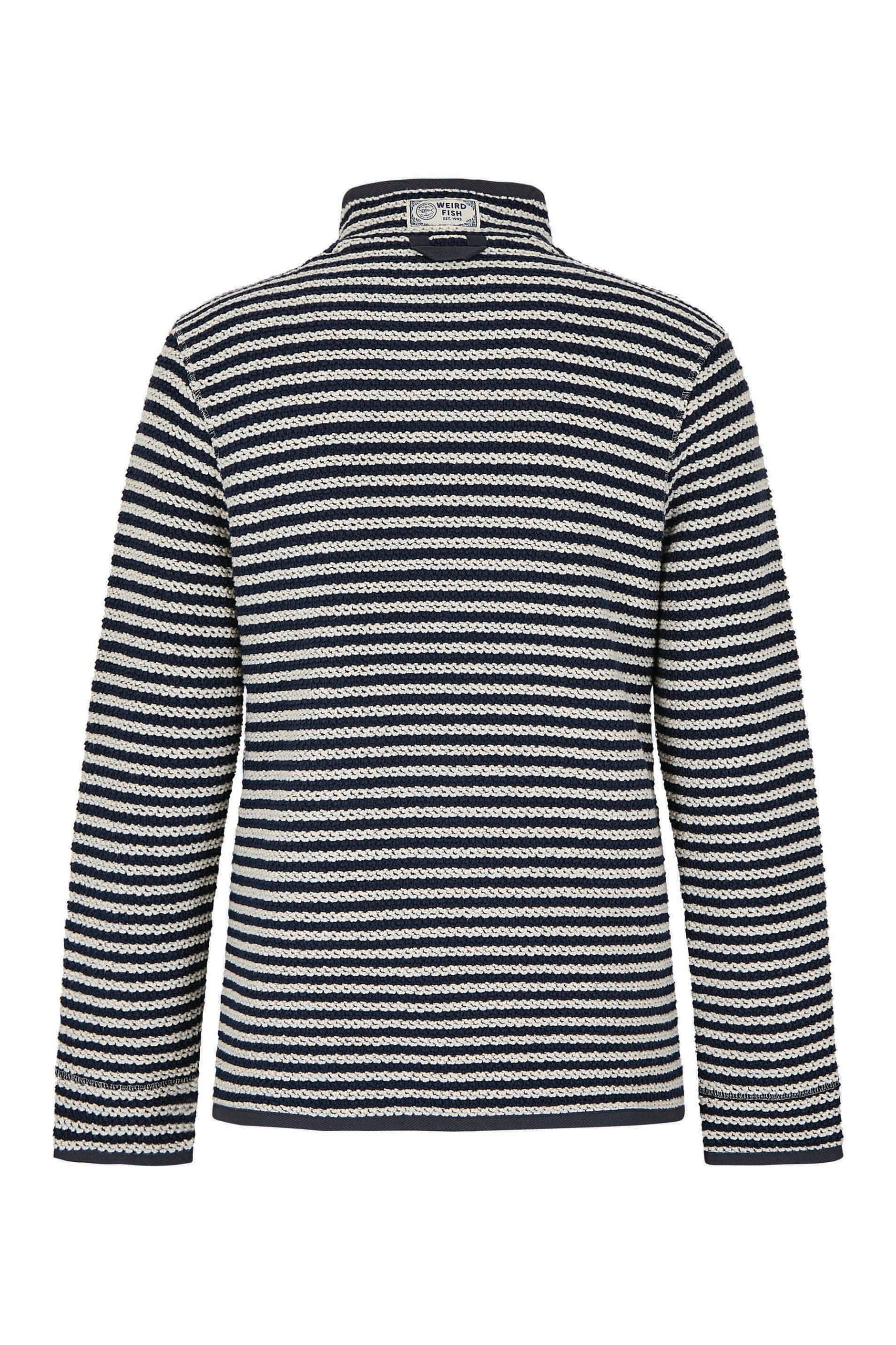 Shorling 1/4 Zip Stripe Eco Macaroni Ecru | Weird Fish