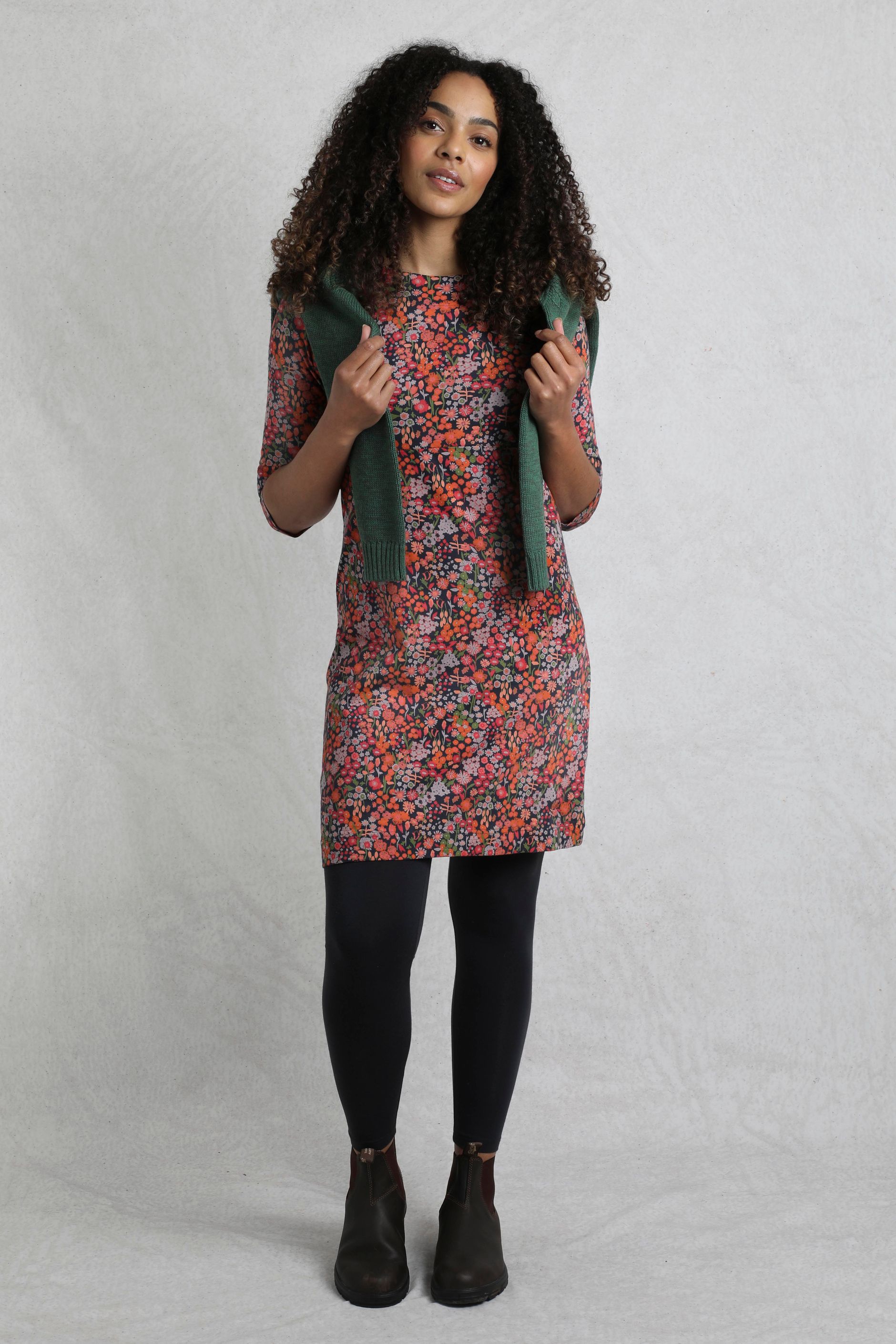 Shafika Printed Jersey Dress Apricot | Weird Fish