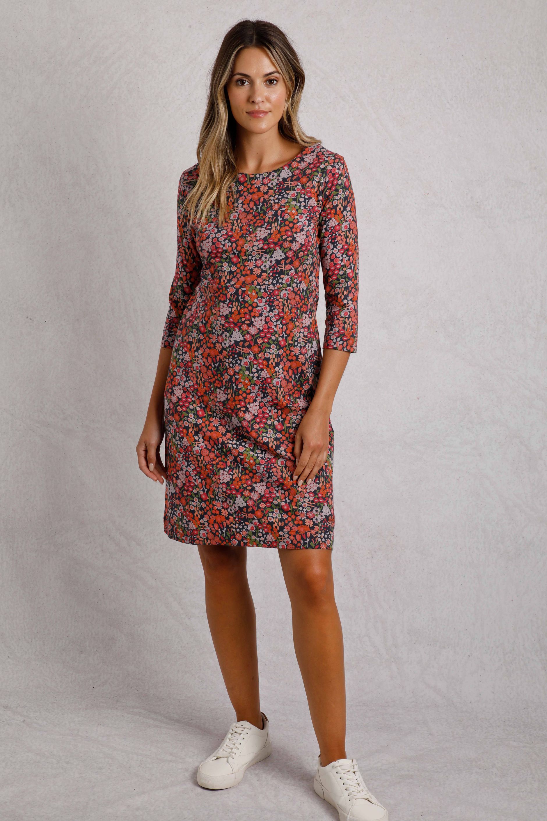Shafika Printed Jersey Dress Apricot | Weird Fish