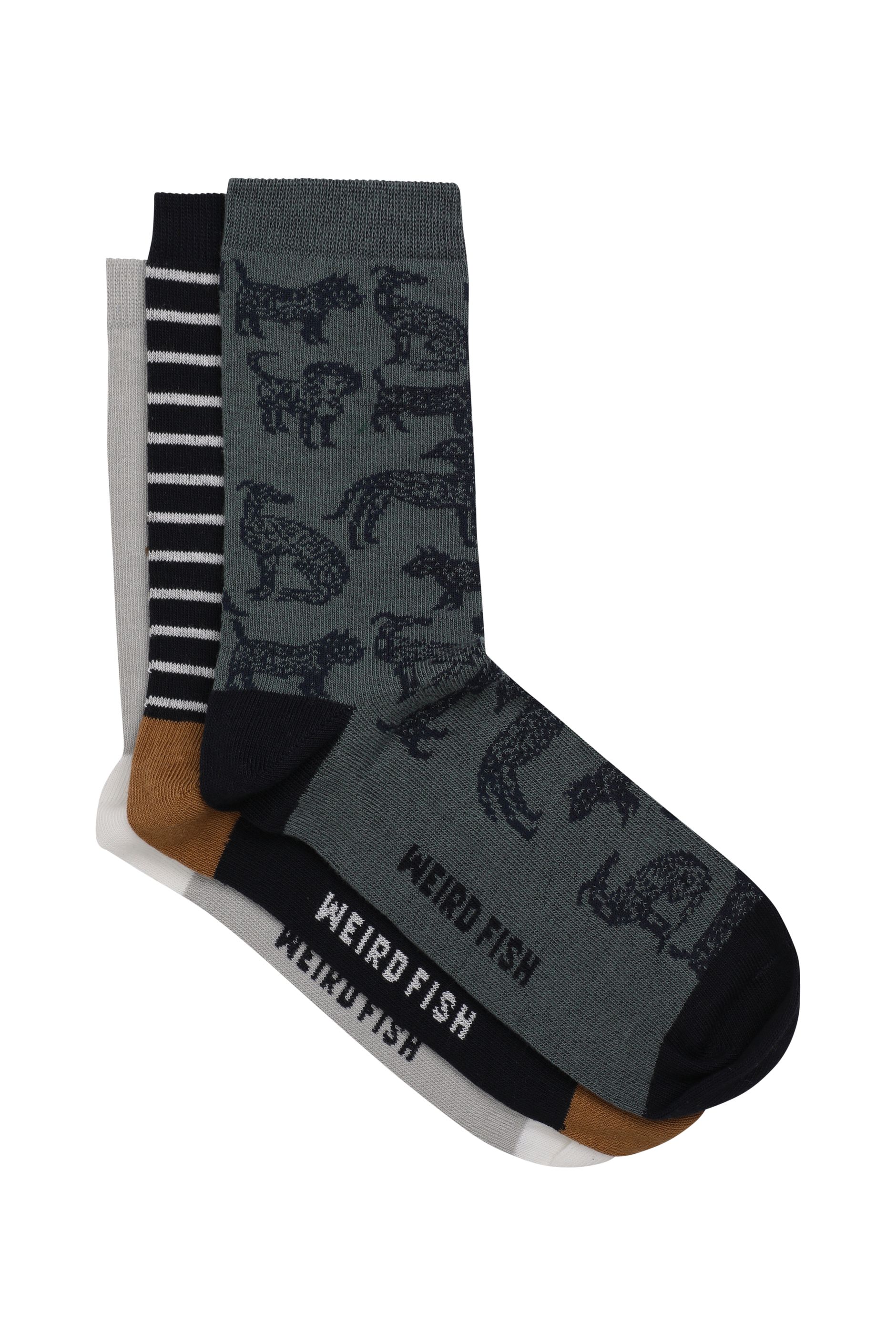 Parade Patterned Socks 3 Pack Dusty Teal | Weird Fish