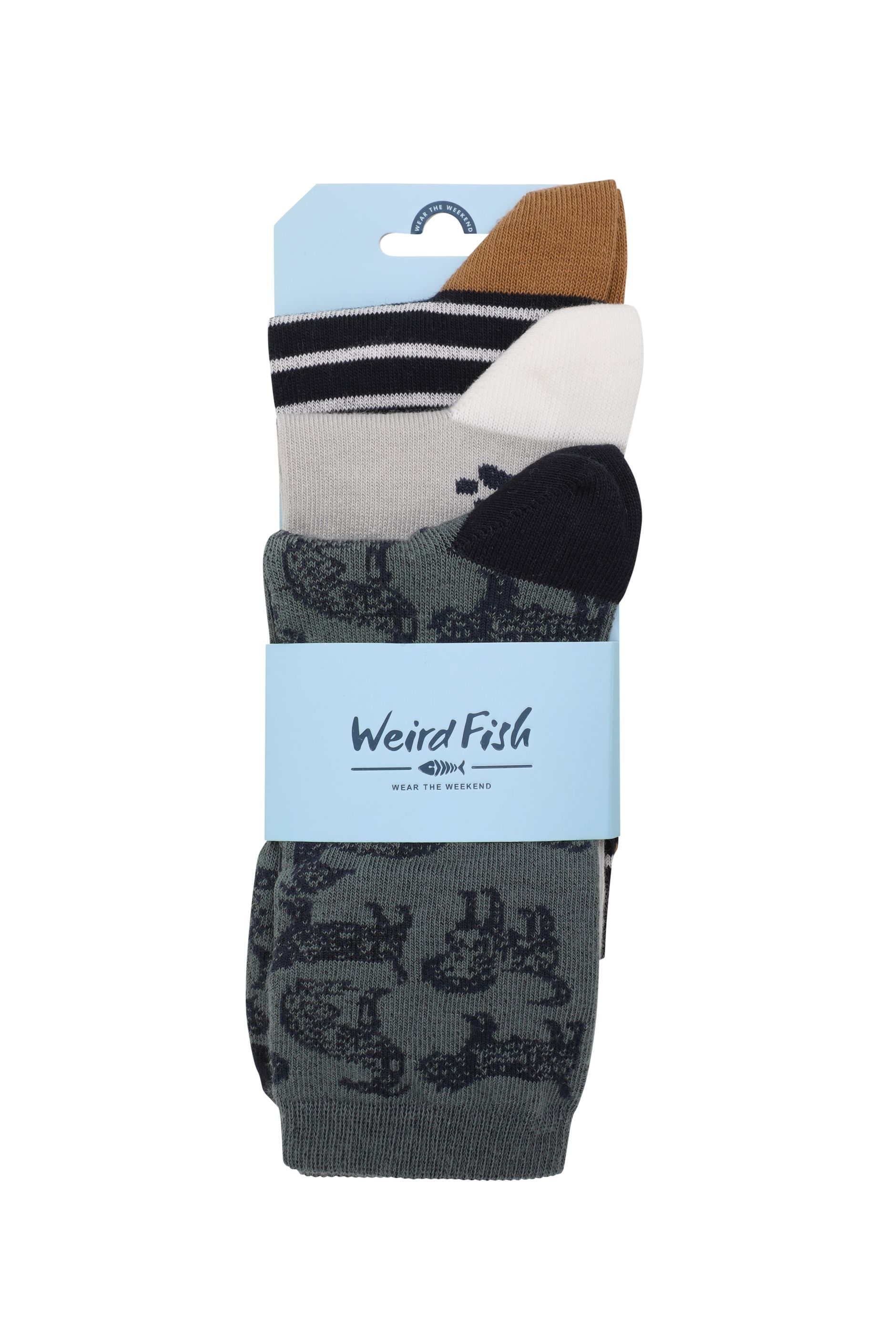 Parade Patterned Socks 3 Pack Dusty Teal | Weird Fish
