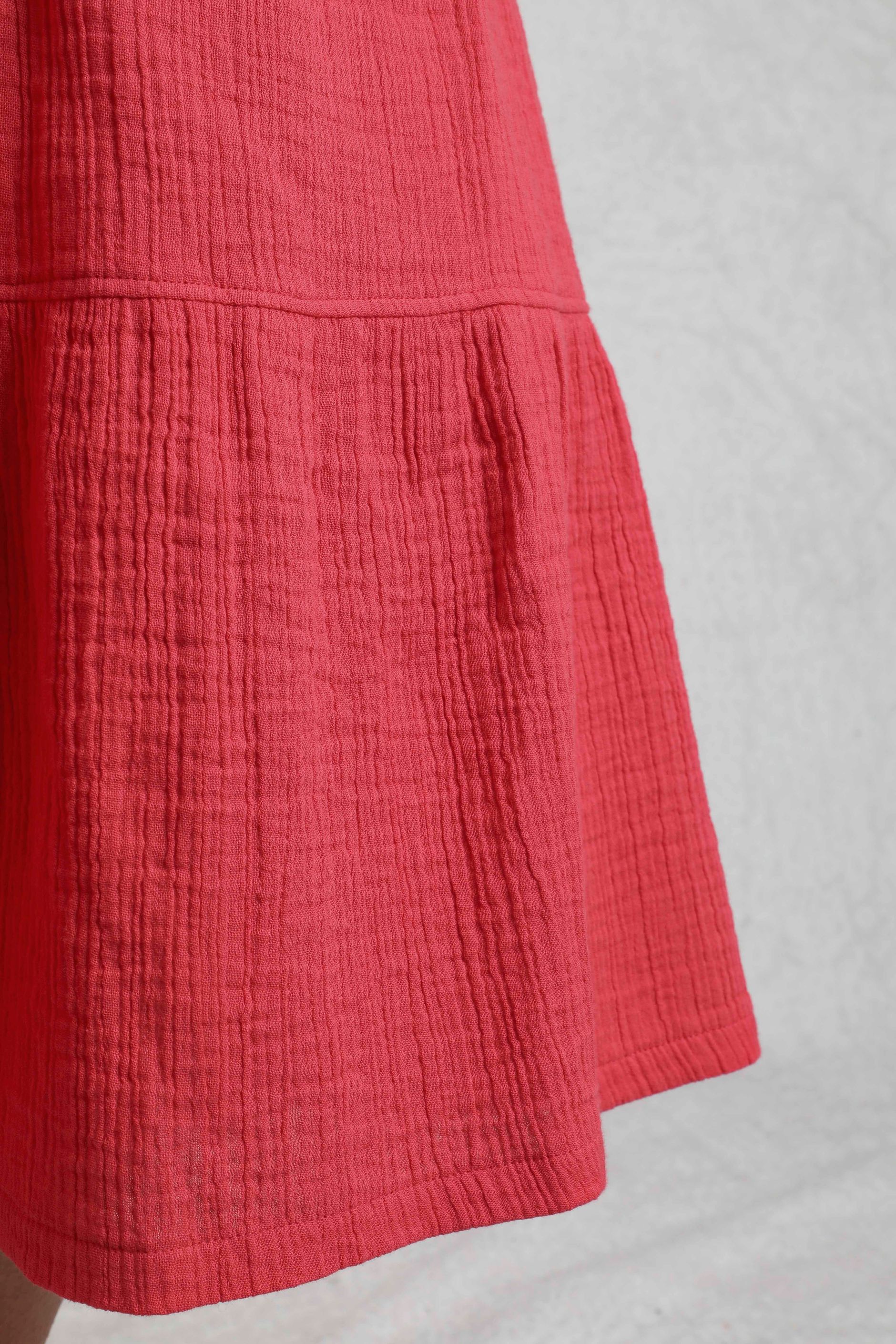 Lathika Organic Cotton Tiered Midi Skirt Crimson | Weird Fish