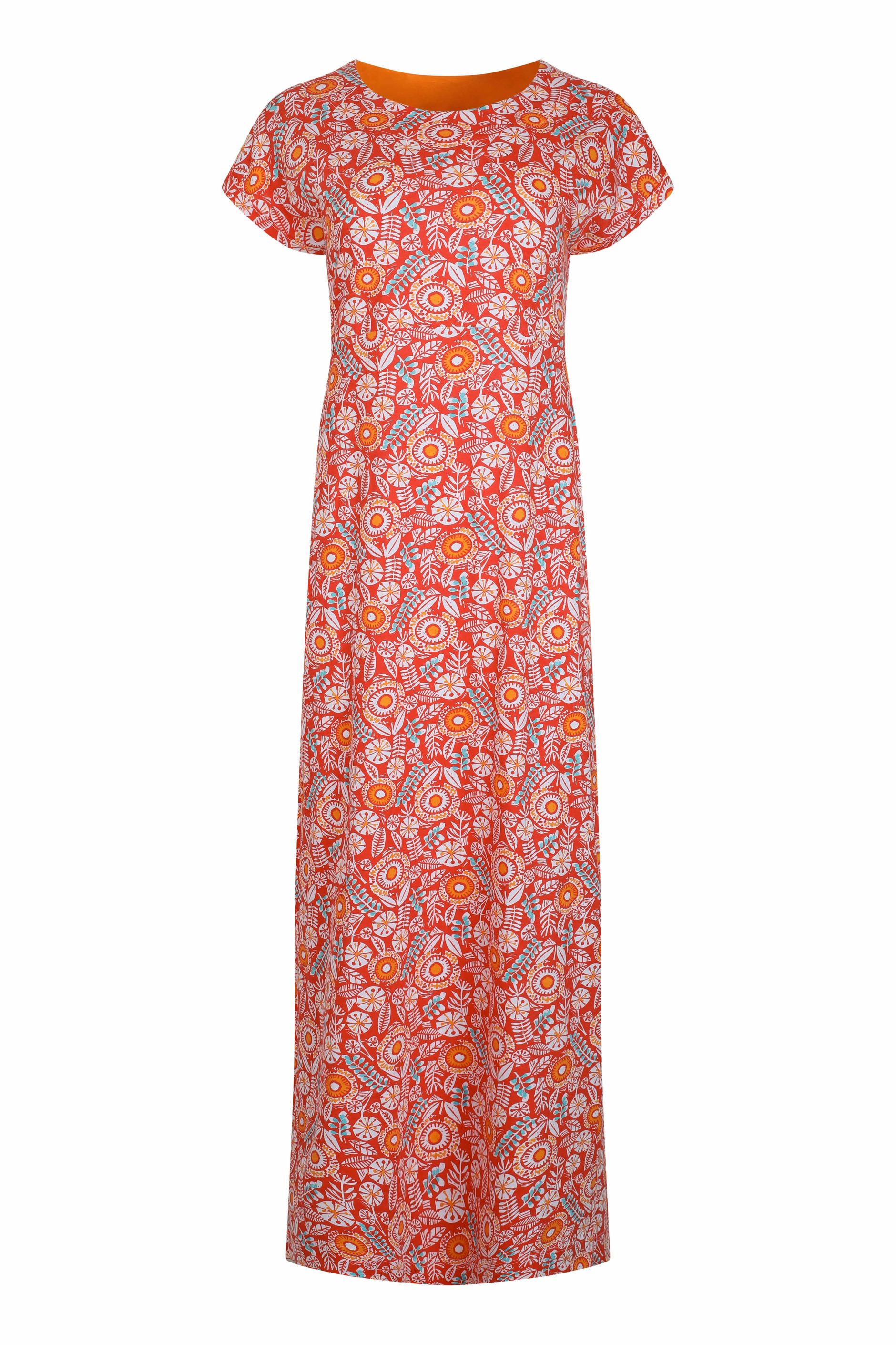 Mirren Organic Cotton Printed Maxi Dress Tango Red | Weird Fish