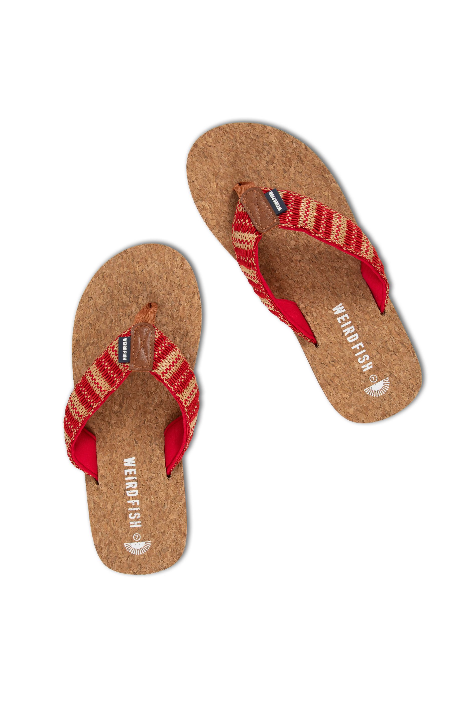 Arundel Cork Flip Flops Tango Red | Weird Fish