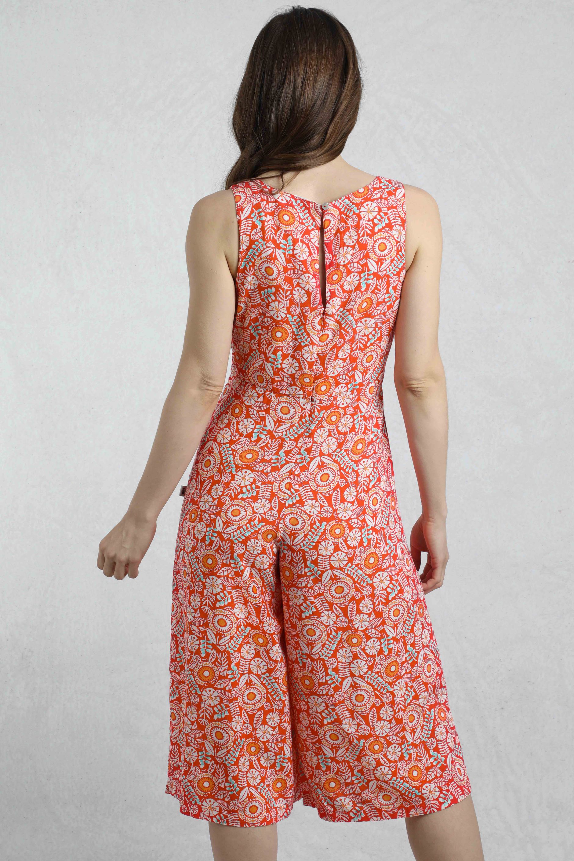 Nalani LivaEco™ Printed Viscose Jumpsuit Tango Red | Weird Fish