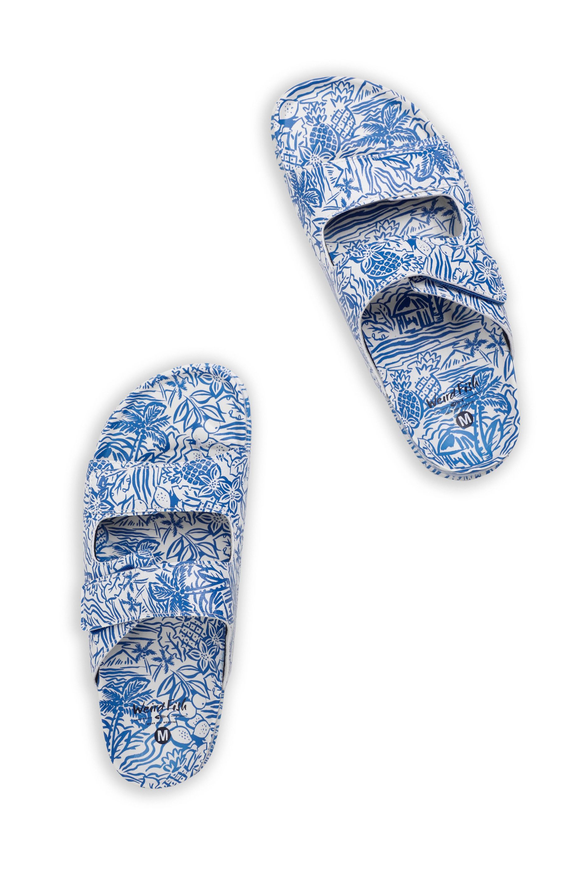 Appledore Printed Pool Sliders Azure | Weird Fish
