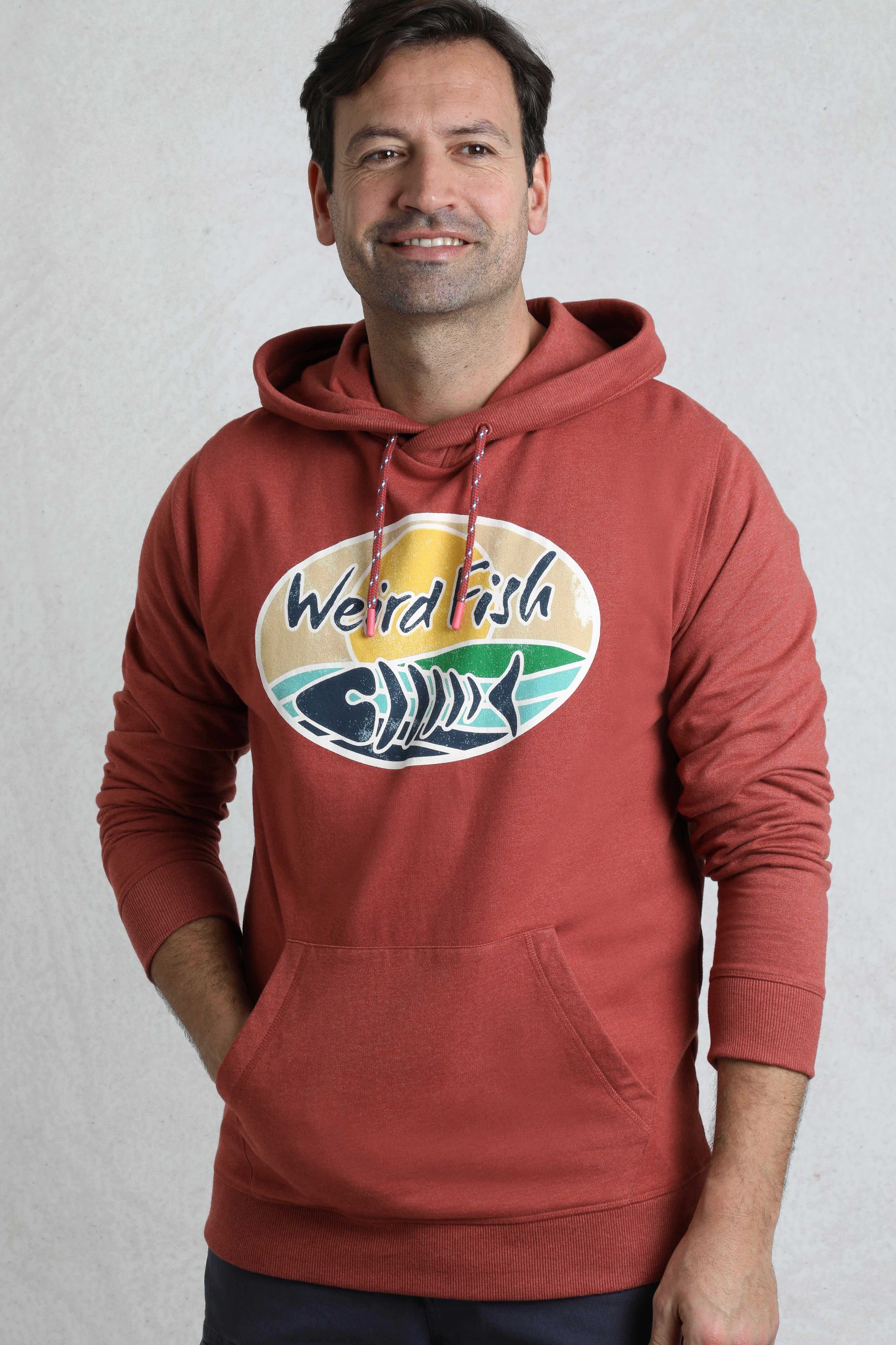 Bryant Front Print Graphic Popover Hoodie Pinot Red | Weird Fish
