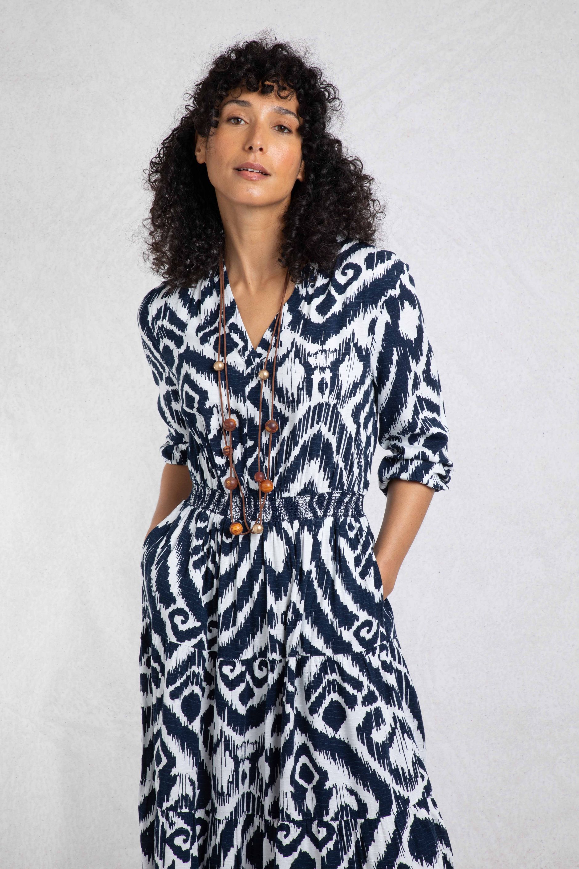 Himanshee Lenzing EcoVero™ Printed Viscose Maxi Dress Indigo | Weird Fish
