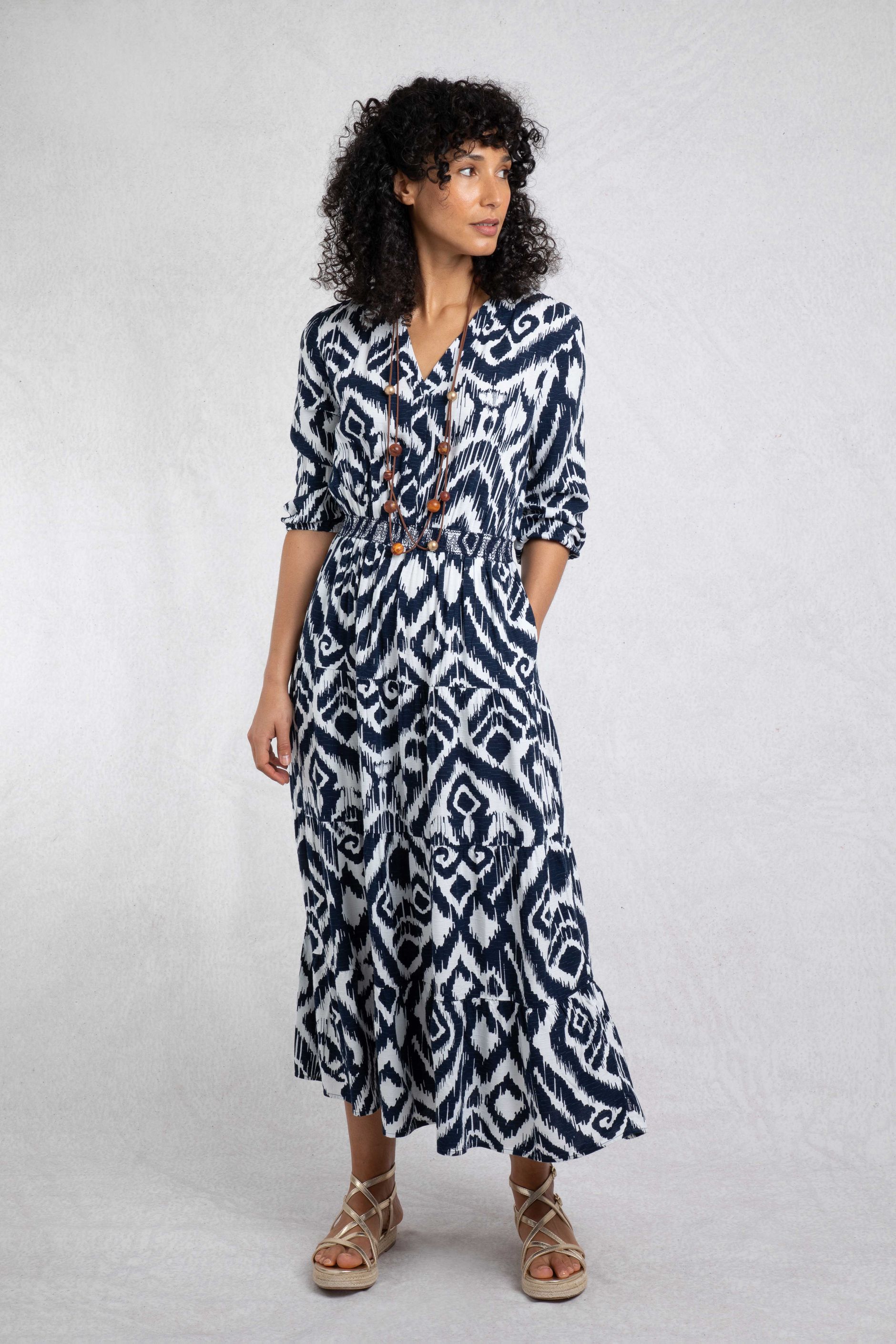 Himanshee Lenzing EcoVero™ Printed Viscose Maxi Dress Indigo | Weird Fish