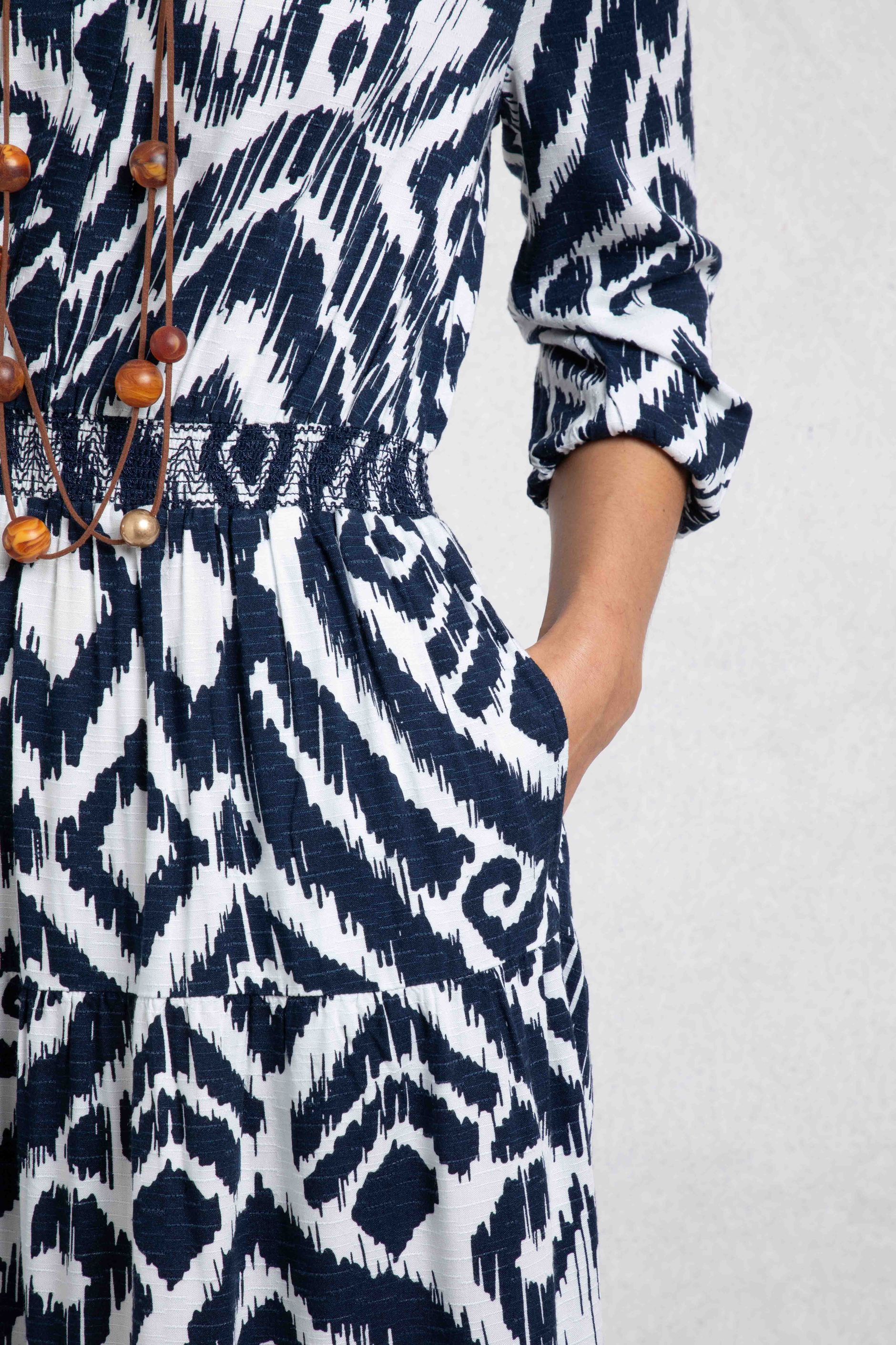 Himanshee Lenzing EcoVero™ Printed Viscose Maxi Dress Indigo | Weird Fish