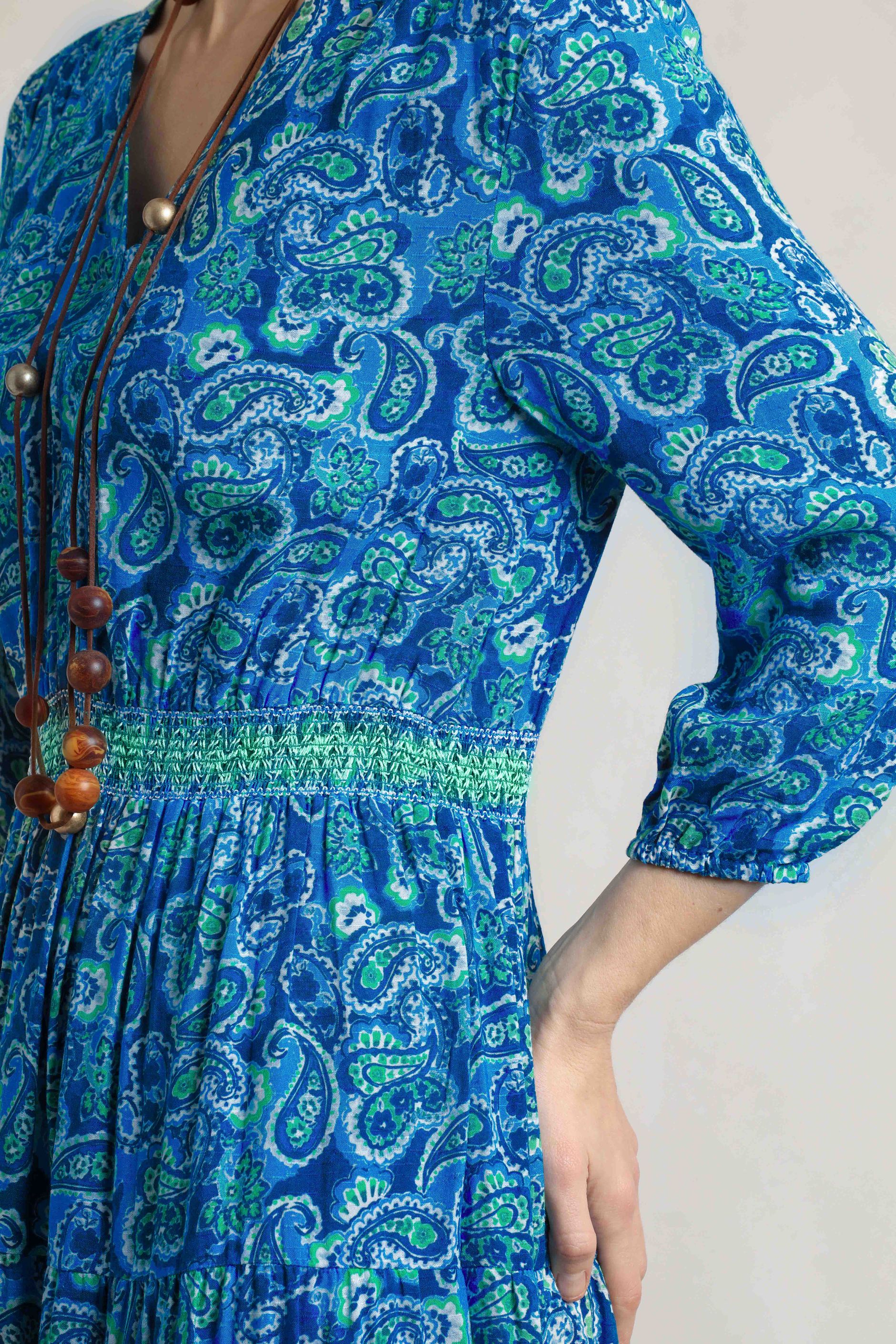 Himanshee Lenzing EcoVero™ Printed Viscose Maxi Dress Sea Green | Weird ...