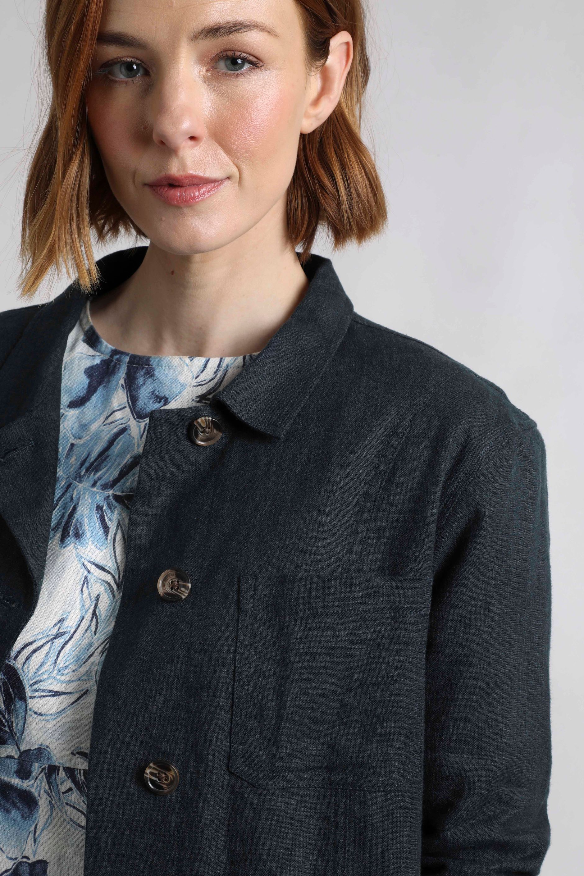 Karsten Relaxed Linen Jacket Navy | Weird Fish