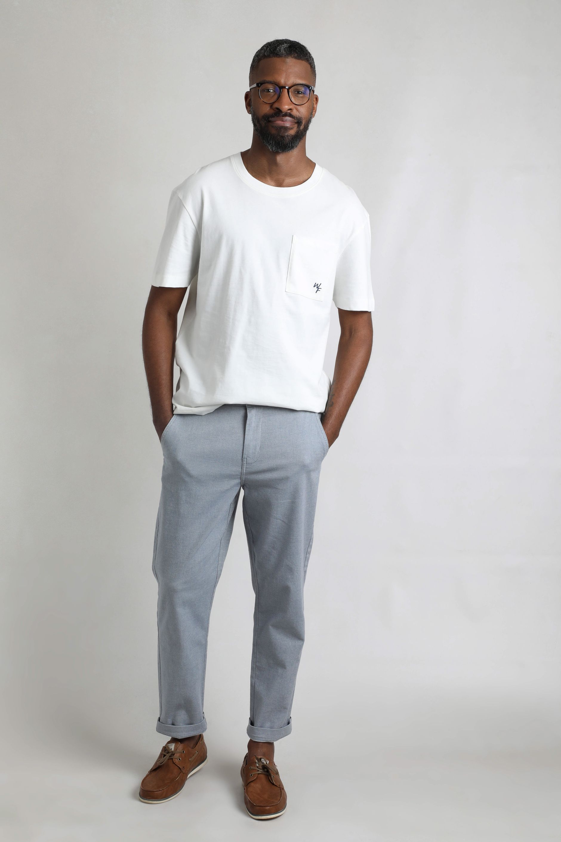 Charleigh Textured Chino Trousers Denim Blue | Weird Fish