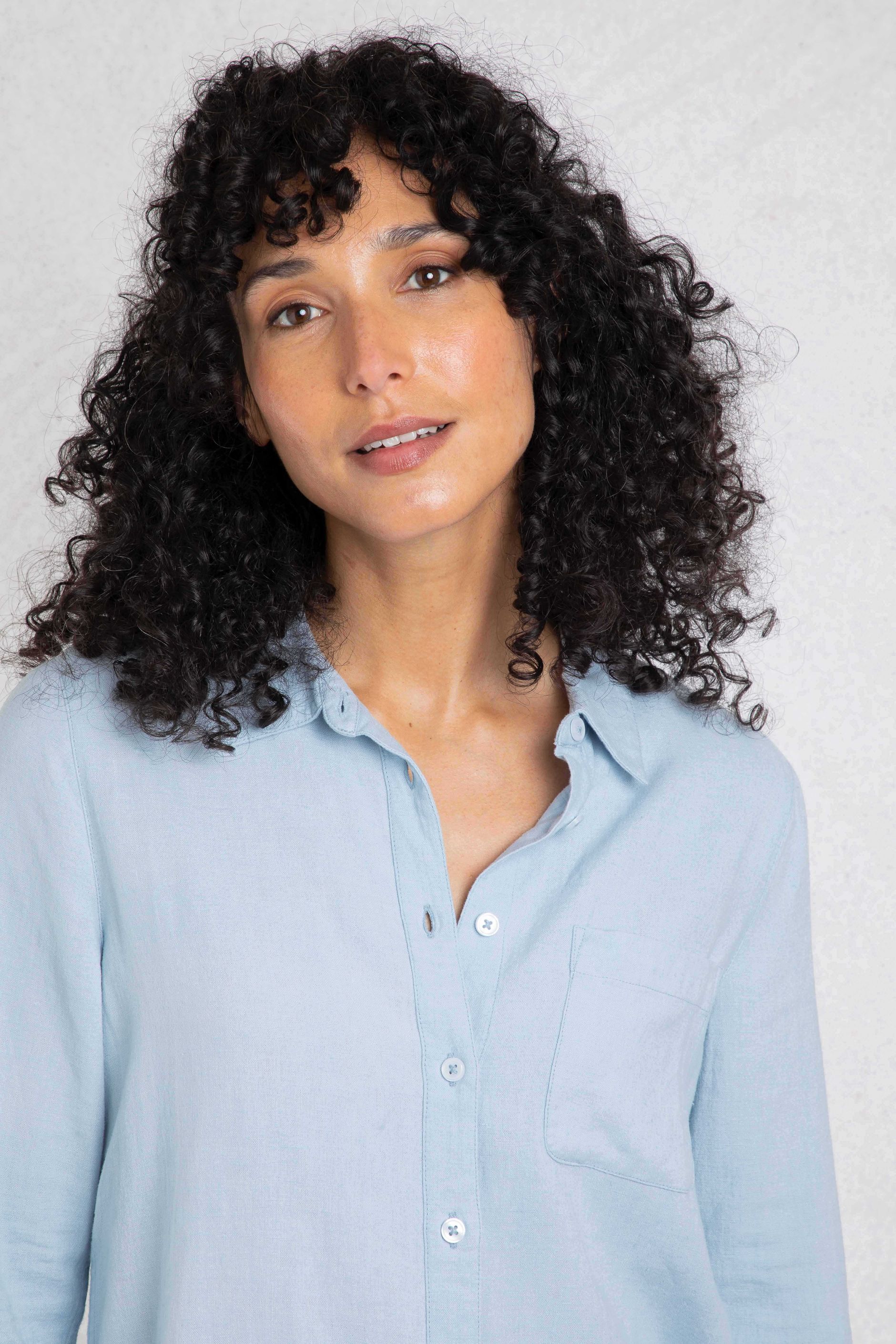 Layla Linen Rich Long Sleeve Shirt Sky Blue | Weird Fish