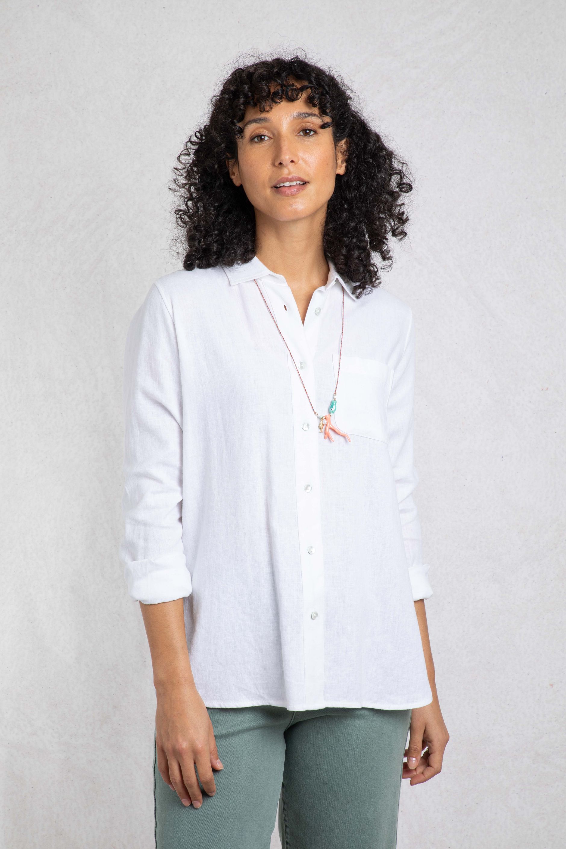 Layla Linen Rich Long Sleeve Shirt White | Weird Fish