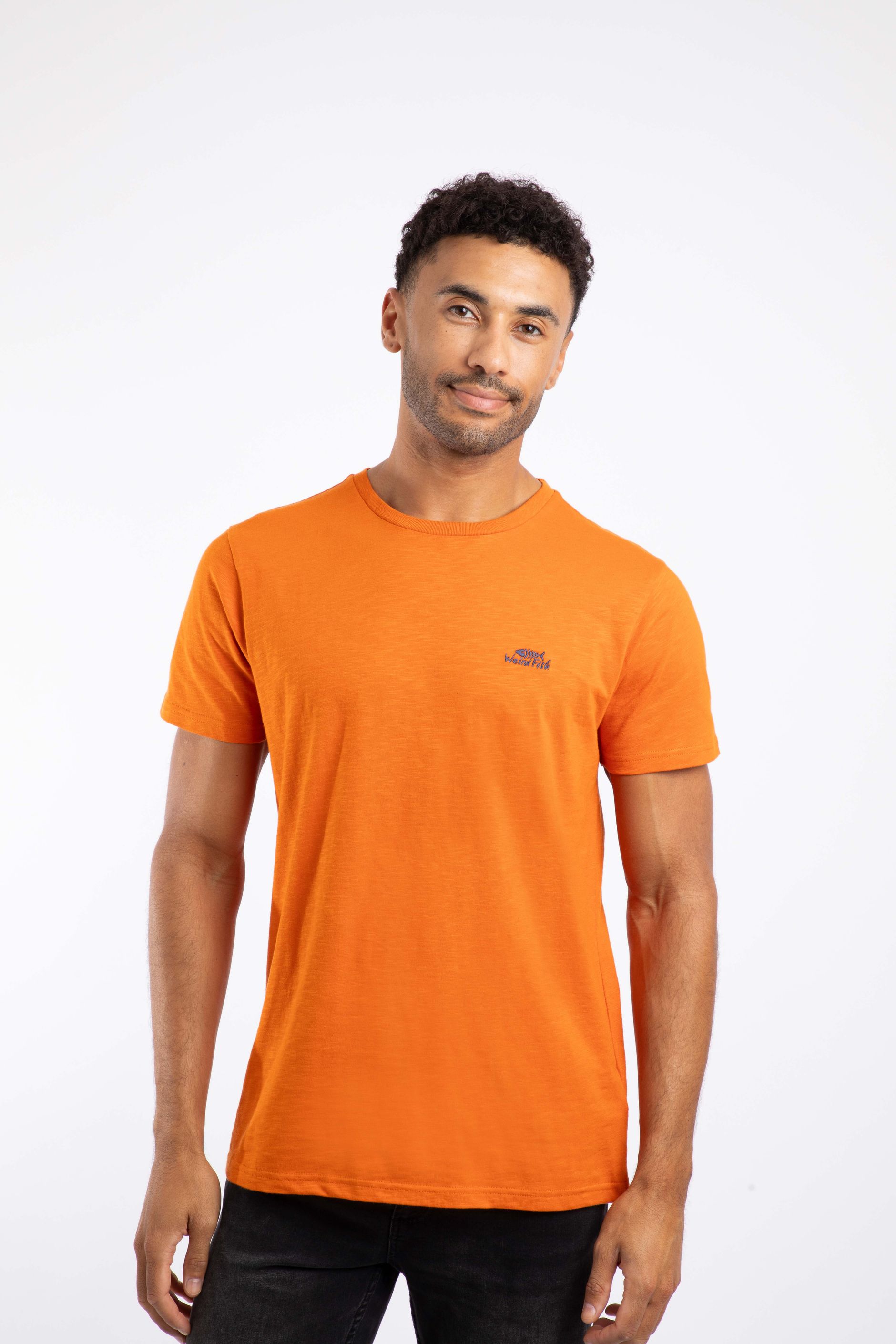 Fished Organic Cotton Branded T-Shirt Brick Orange | Weird Fish