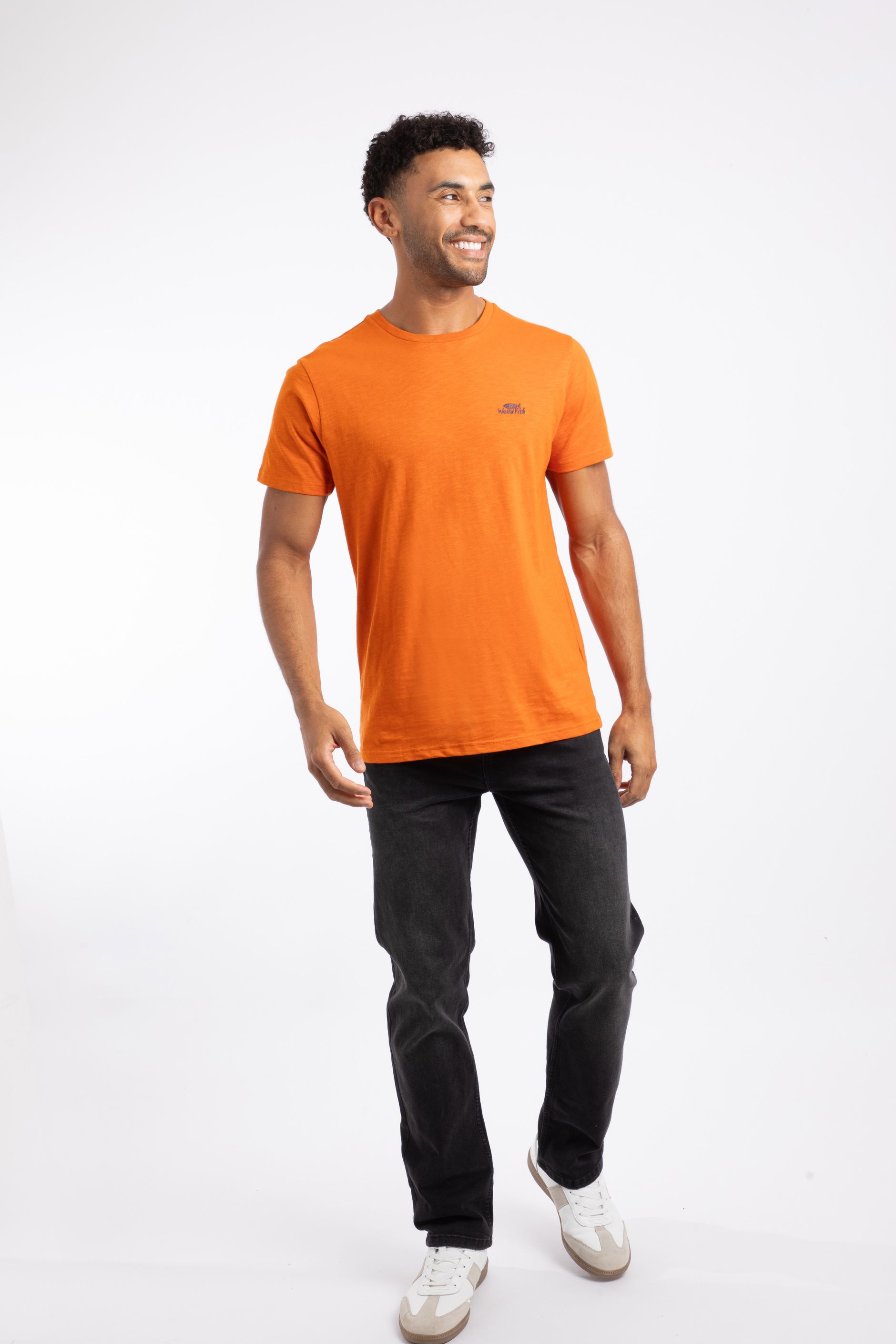 Fished Organic Cotton Branded T-Shirt Brick Orange | Weird Fish