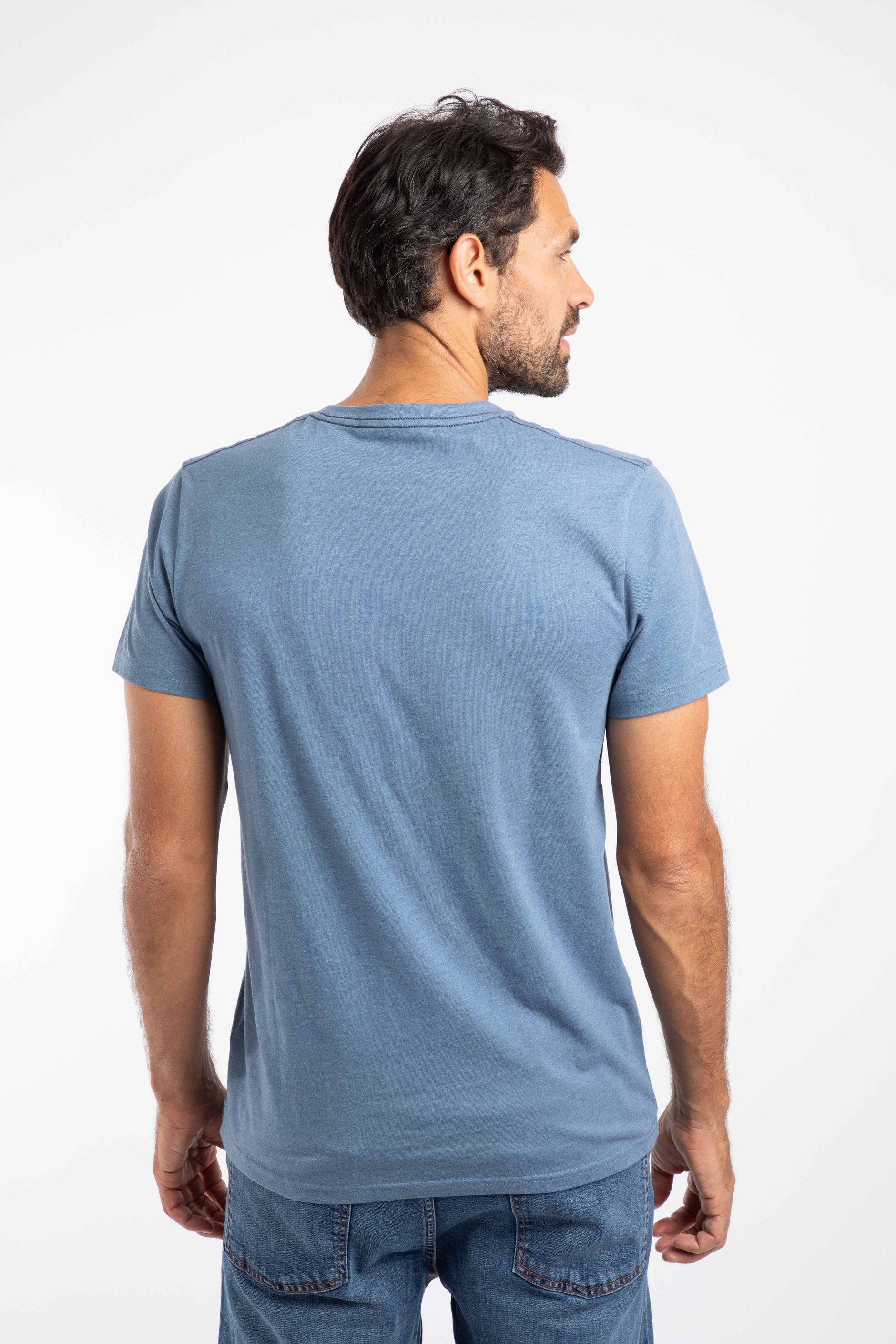 Heritage Surf Front Print Eco Graphic T-Shirt Mid Blue | Weird Fish
