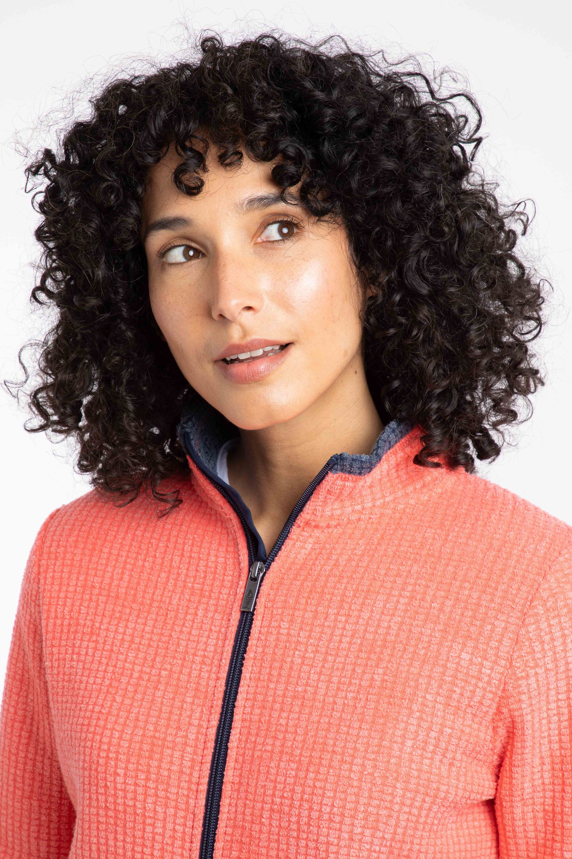 Ariana Full Zip Grid Fleece Hot Coral | Weird Fish