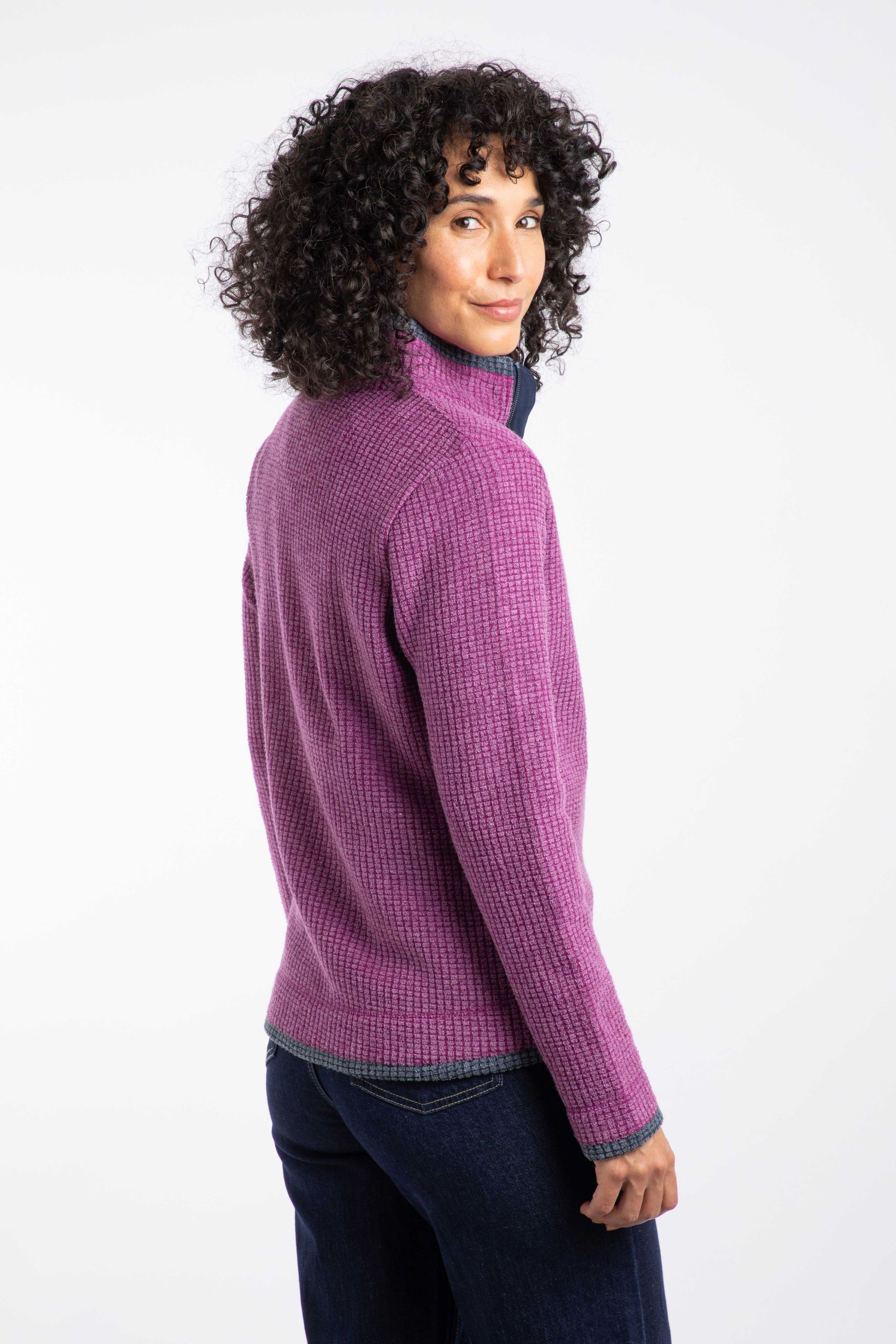Ariana Full Zip Grid Fleece Purple Wine | Weird Fish