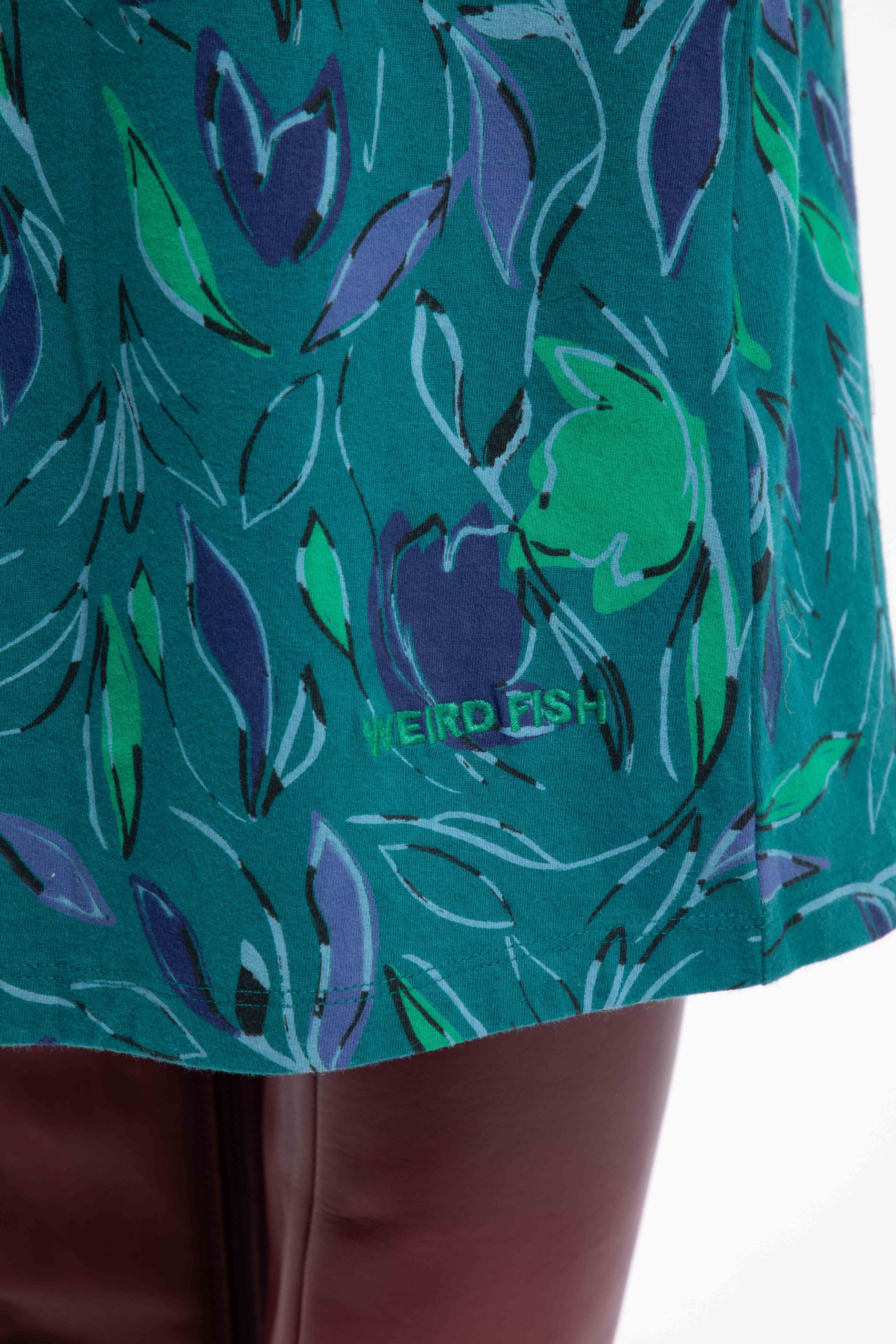 Felicity Organic Cotton Printed Jersey Midi Dress Leaf Green | Weird Fish