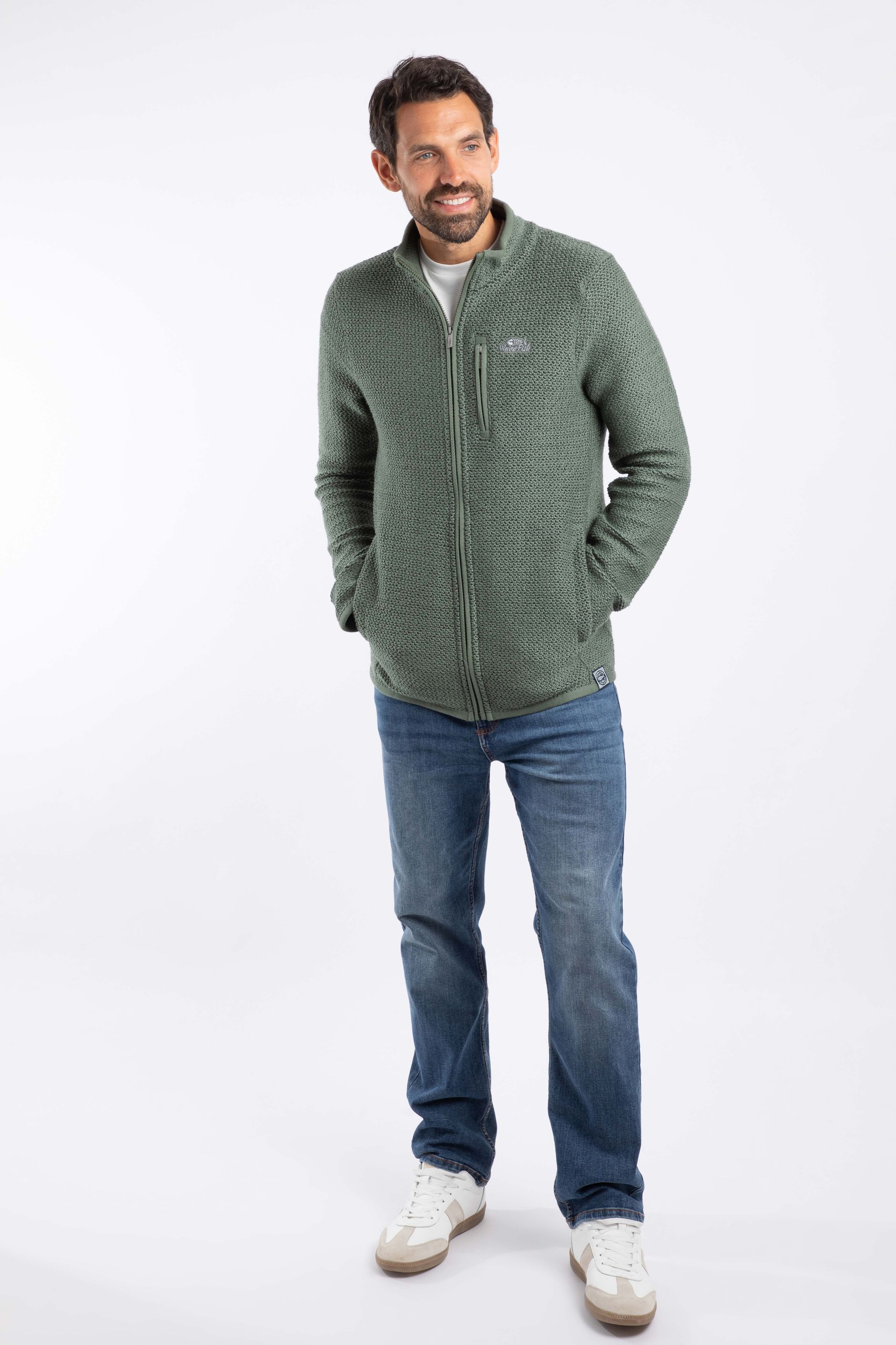 Transom Full Zip Macaroni Army Green | Weird Fish