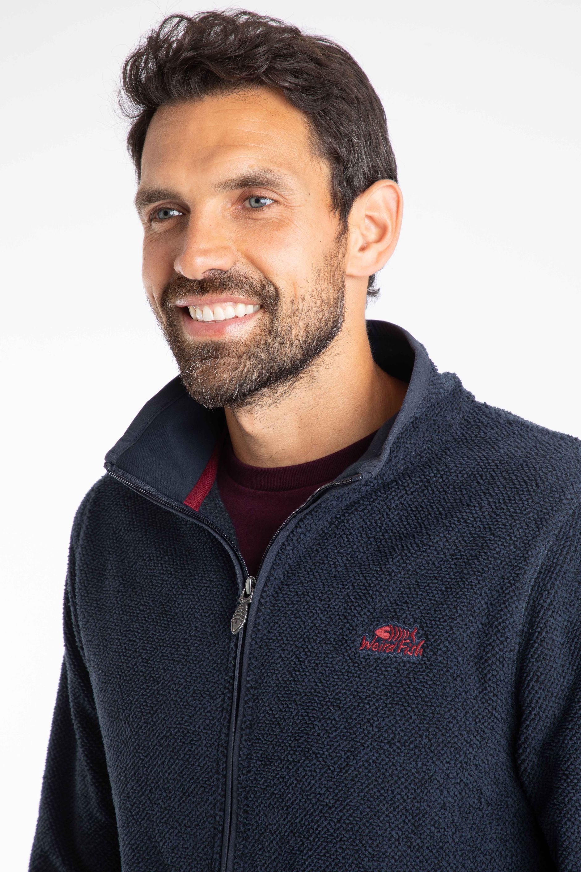 Merrill Full Zip Textured Fleece Midnight | Weird Fish