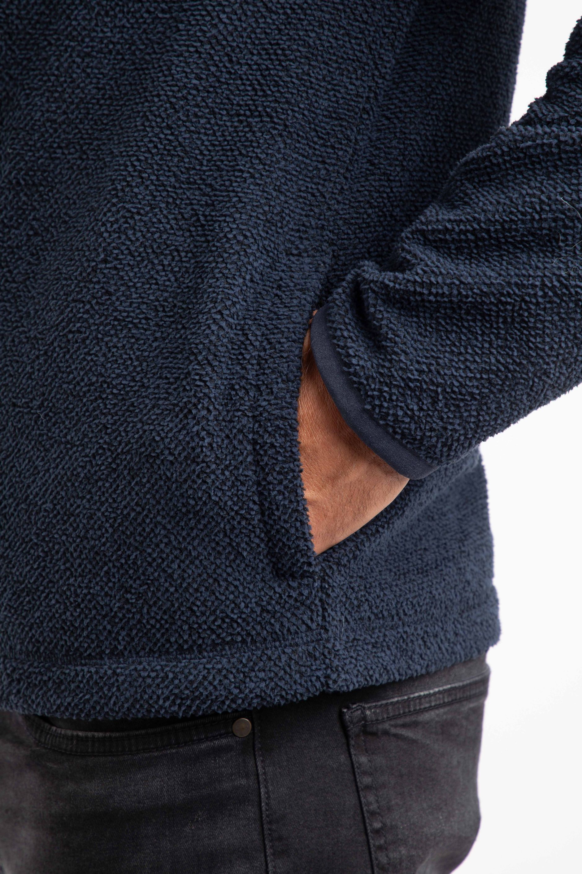 Merrill Full Zip Textured Fleece Midnight | Weird Fish