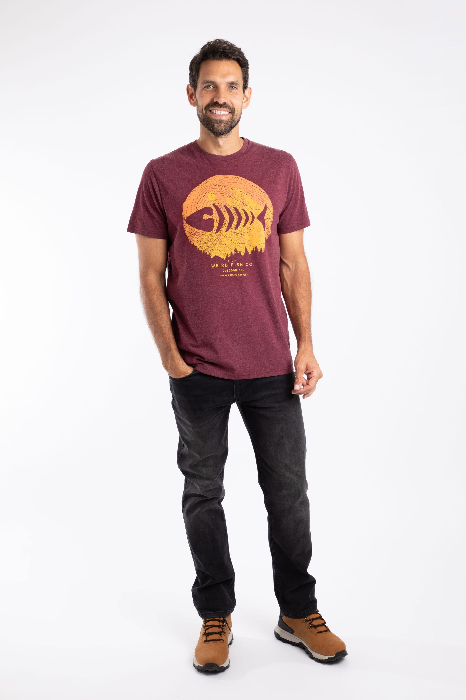 Explorer Front Print Graphic T-Shirt Aubergine | Weird Fish